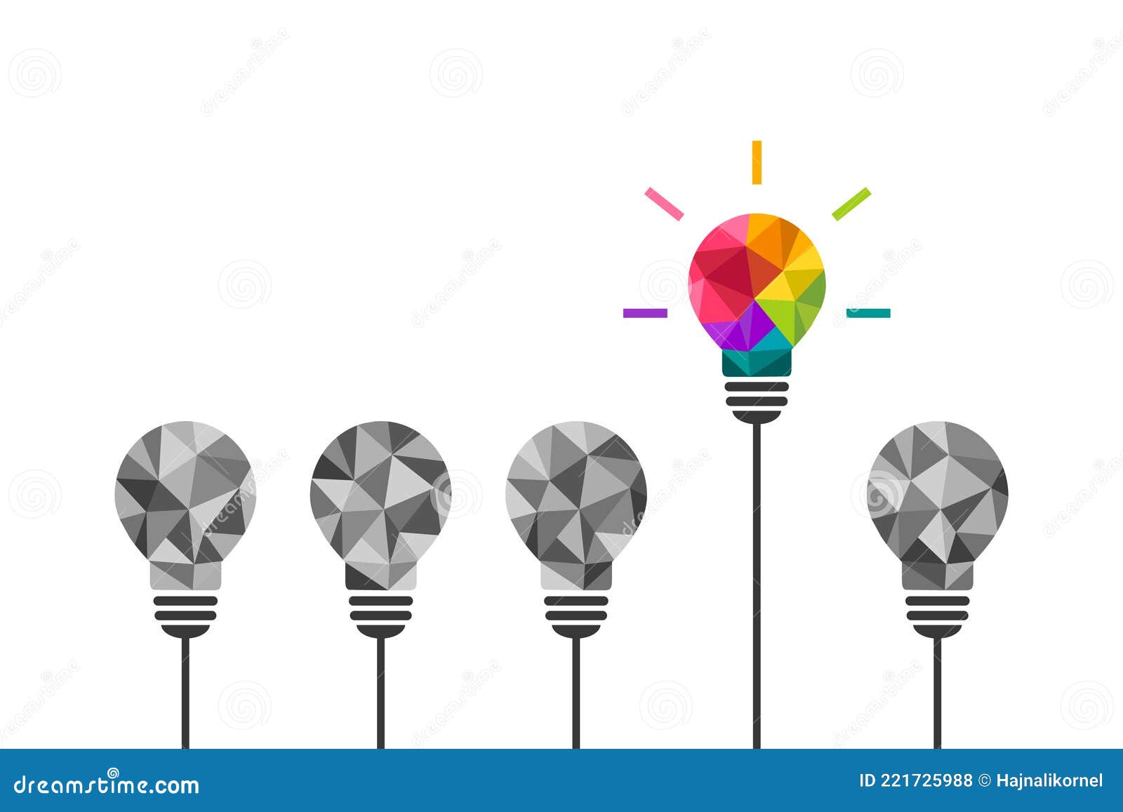 Colorful Light Bulb Being Different and Standing Out Stock Vector ...