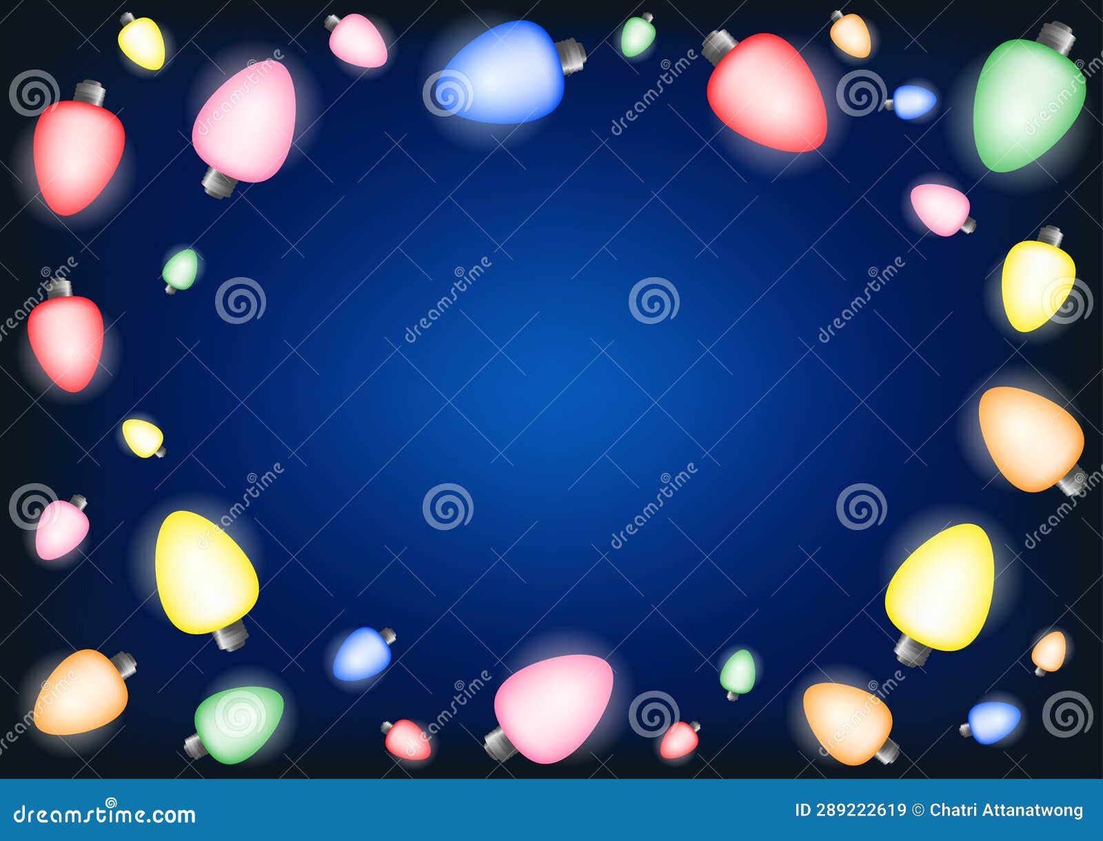 Colorful Light Bulb Frame with Copy Space on Blue Background Abstract ...