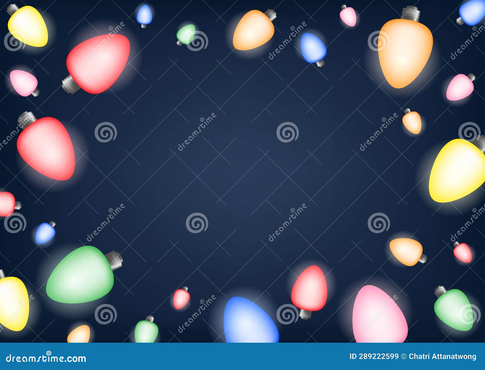 Colorful Light Bulb Frame with Copy Space on Dark Background Abstract ...