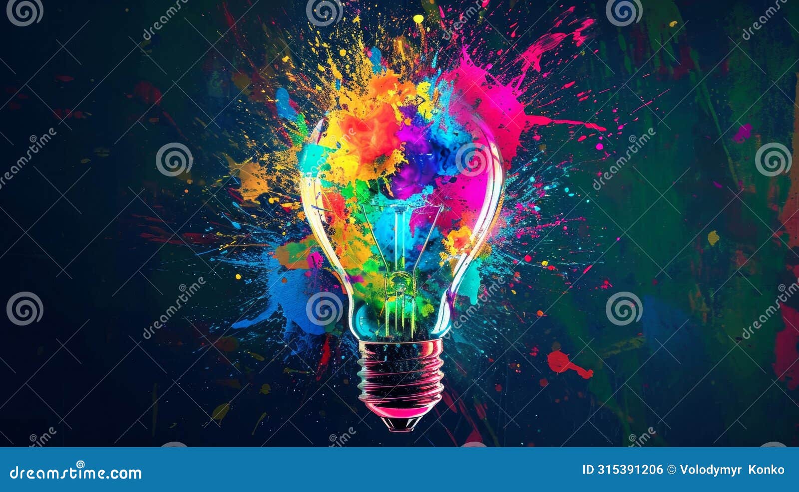 Colorful Light Bulb with Paint Splattered Patterns Stock Photo - Image ...