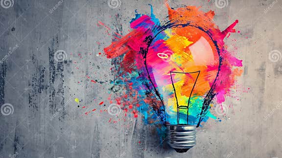 Colorful Light Bulb with Paint Splatters Stock Photo - Image of modern ...