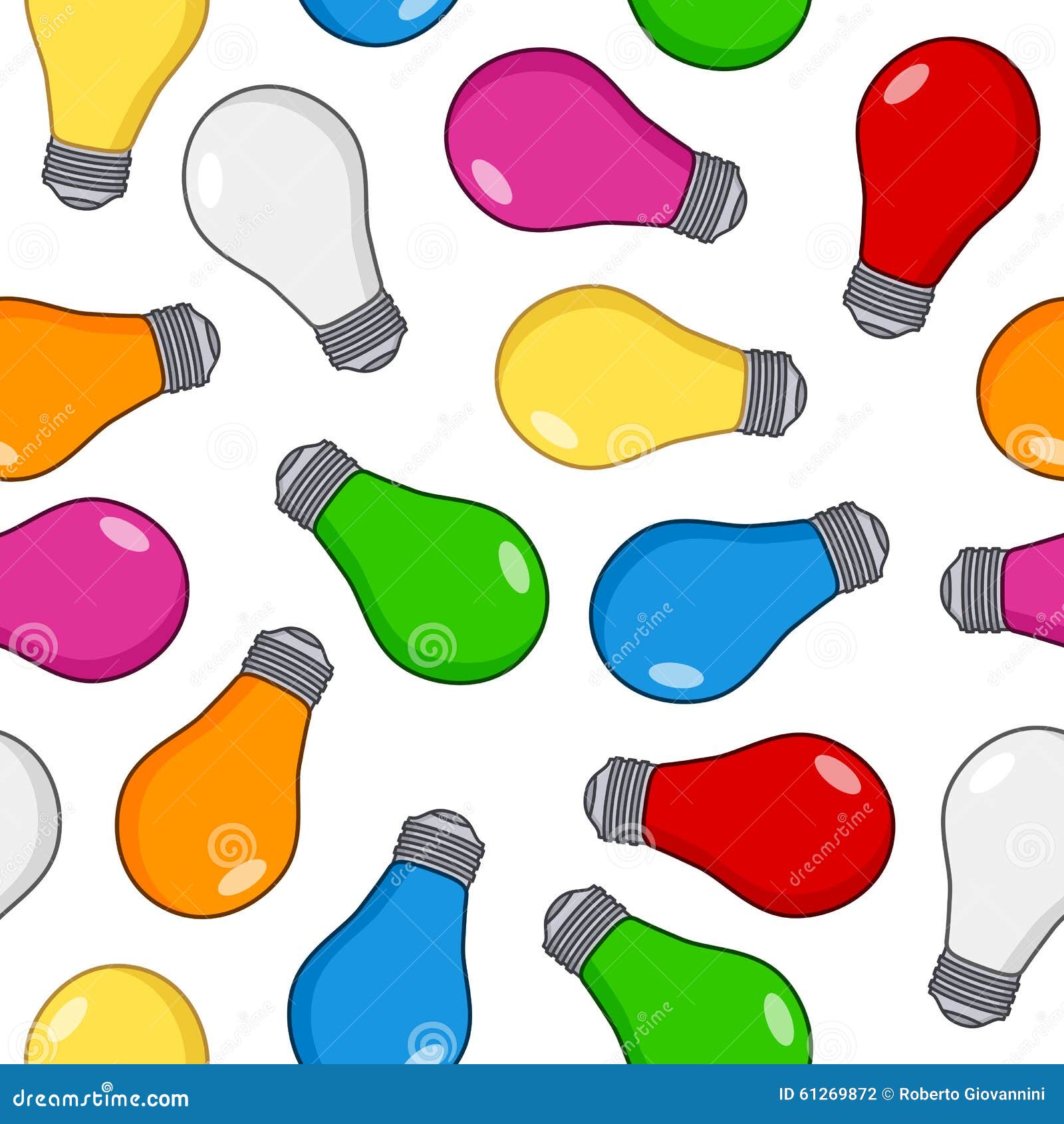 Colorful Light Bulb Seamless Pattern Stock Vector - Illustration of ...