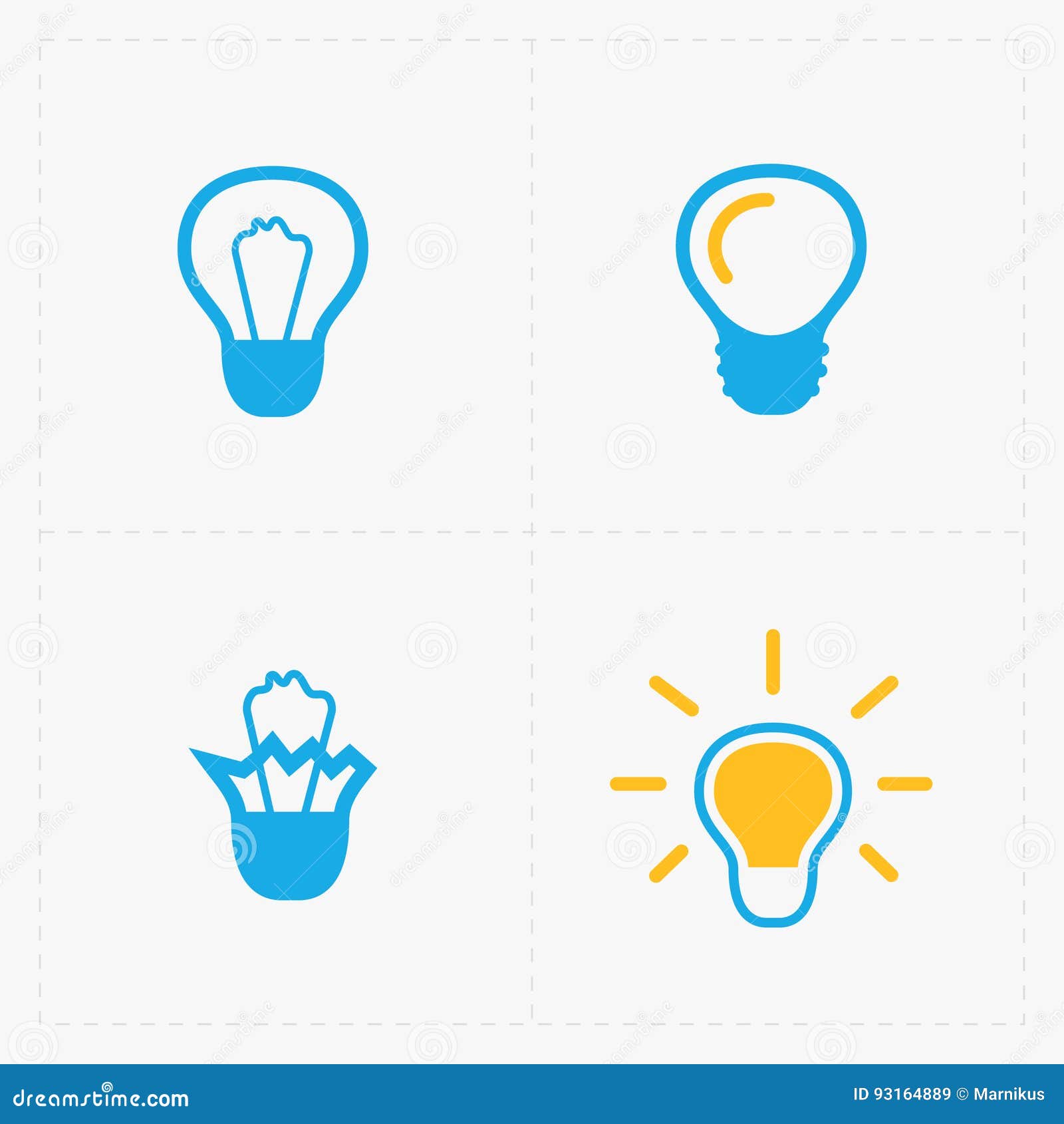 Colorful Light Bulbs. Bulb Icon Set Stock Vector - Illustration of ...