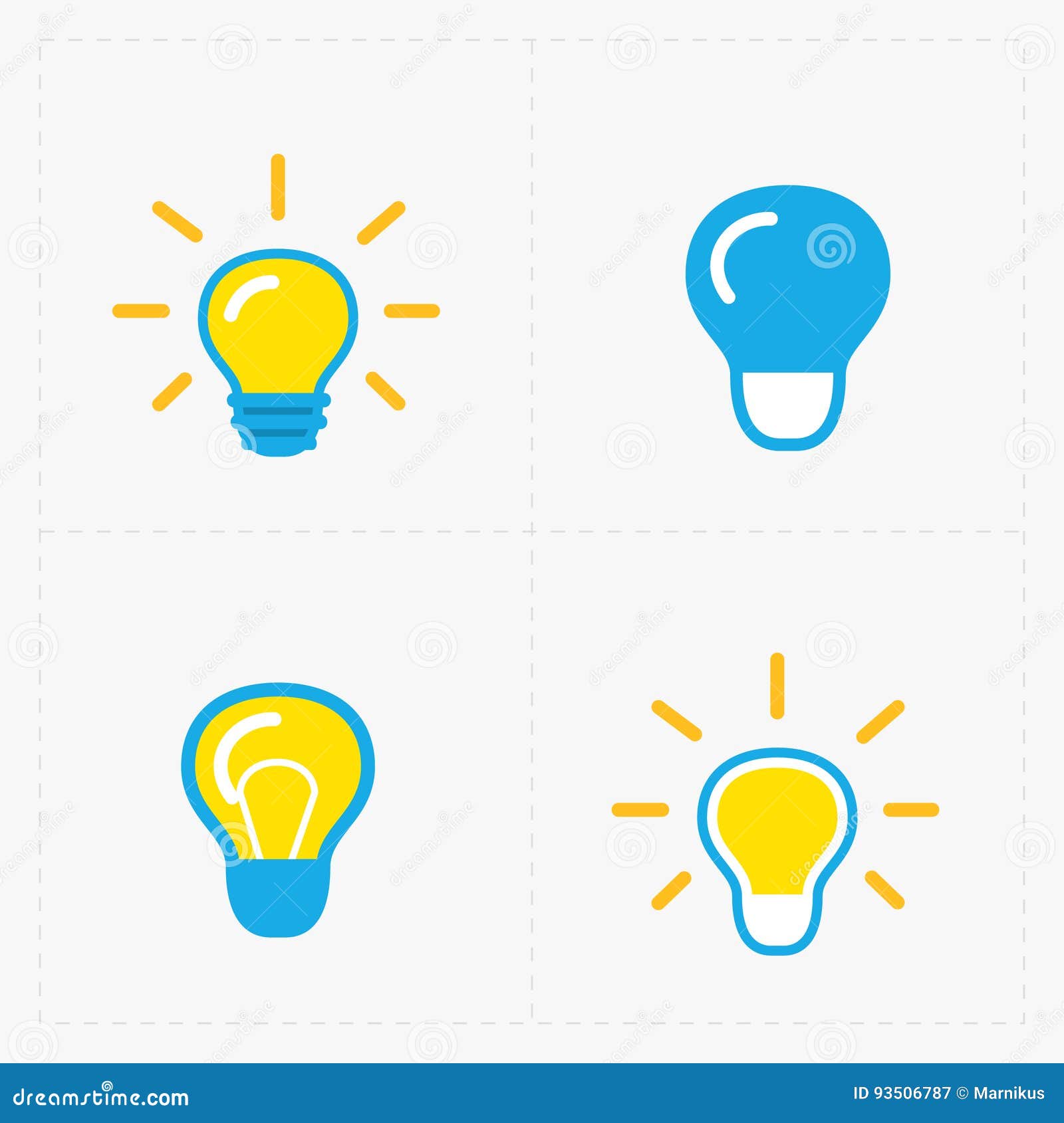 Colorful Light Bulbs. Bulb Icon Set Stock Vector - Illustration of ...