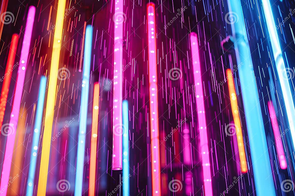 A Colorful Light Display with Neon Lights in a Rainbow Pattern. AI ...
