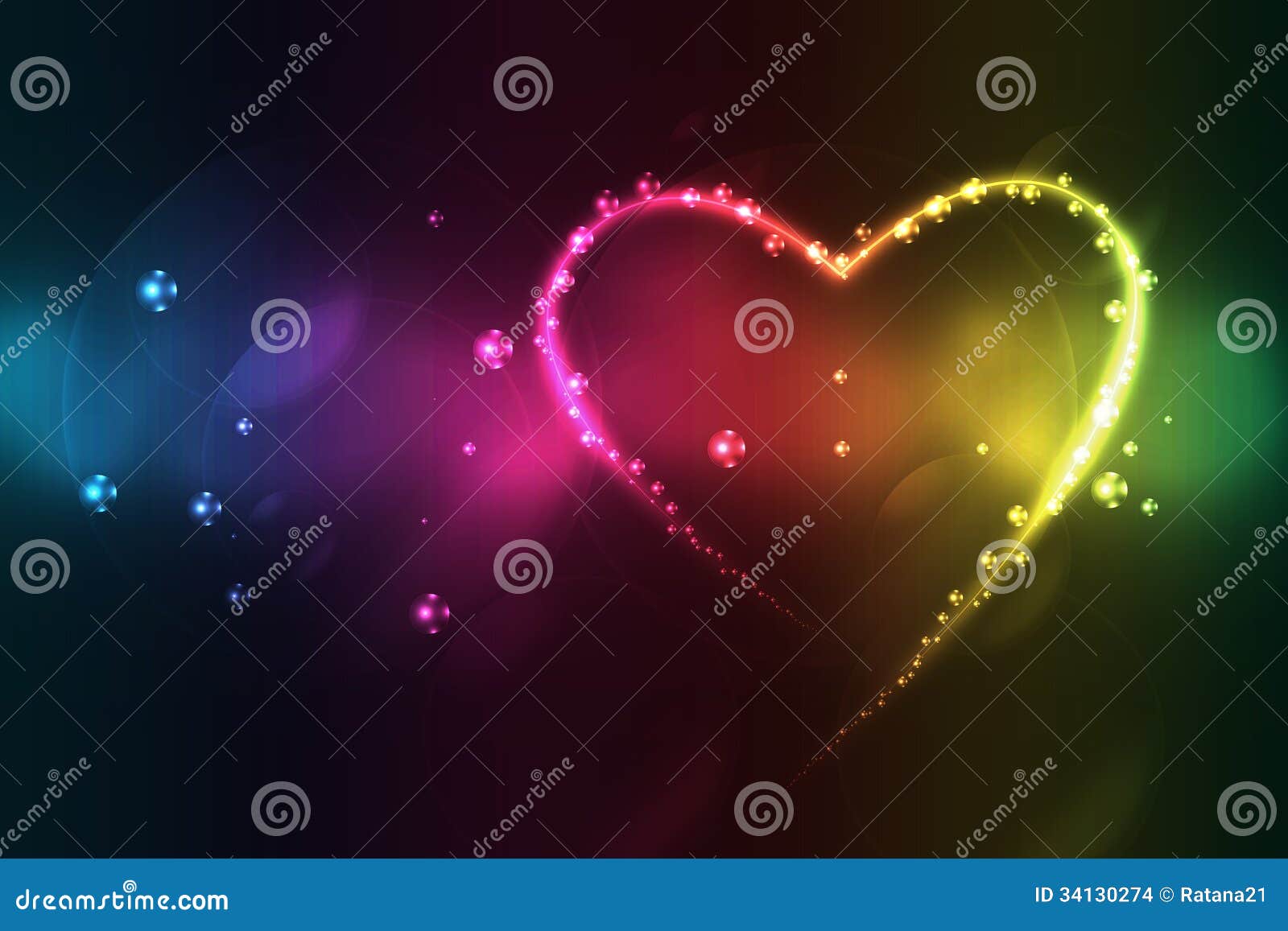 Colorful light heart shape stock illustration. Illustration of circle ...