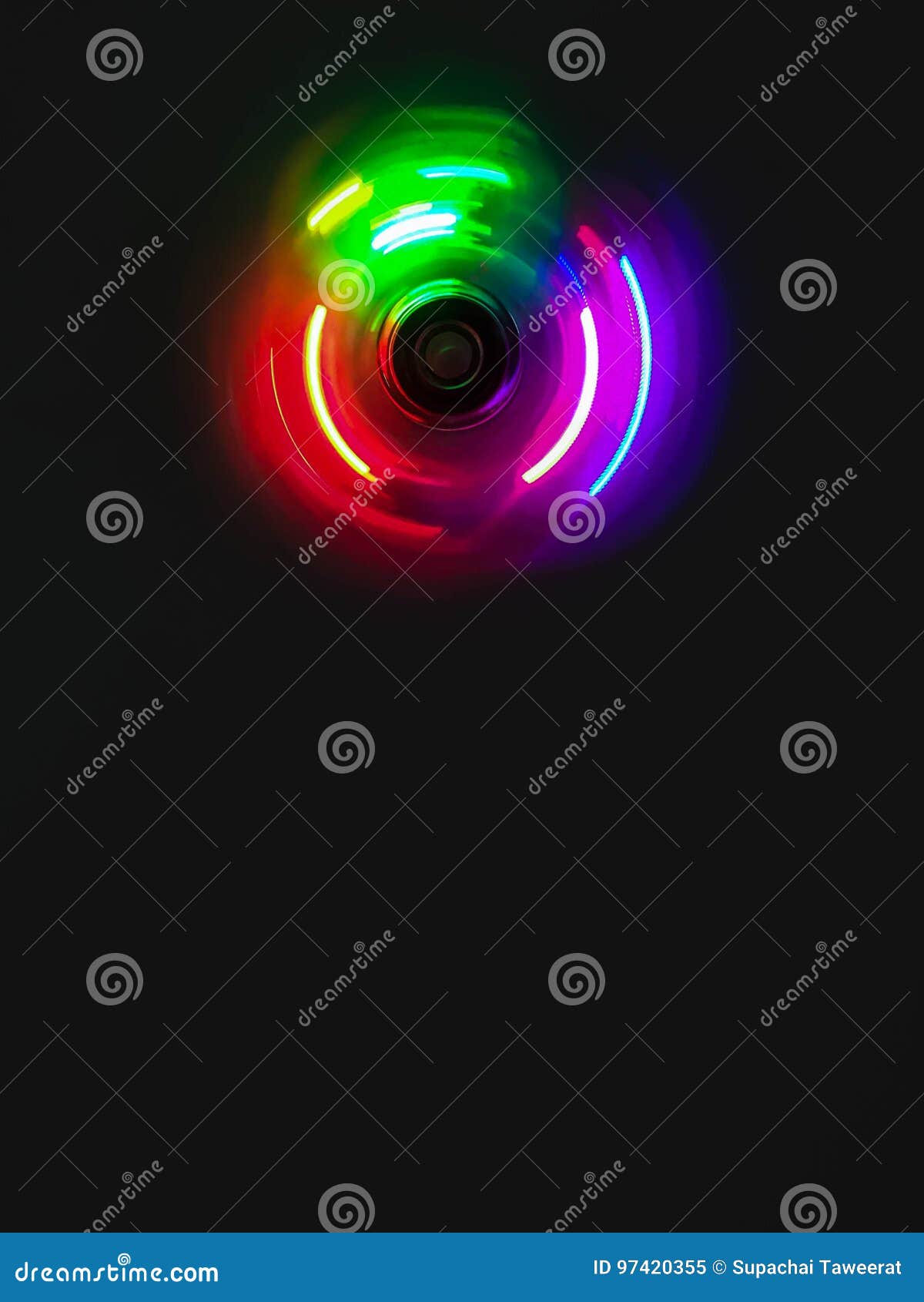 Colorful Light Neon Circle in Dark Black Background Stock Image - Image ...