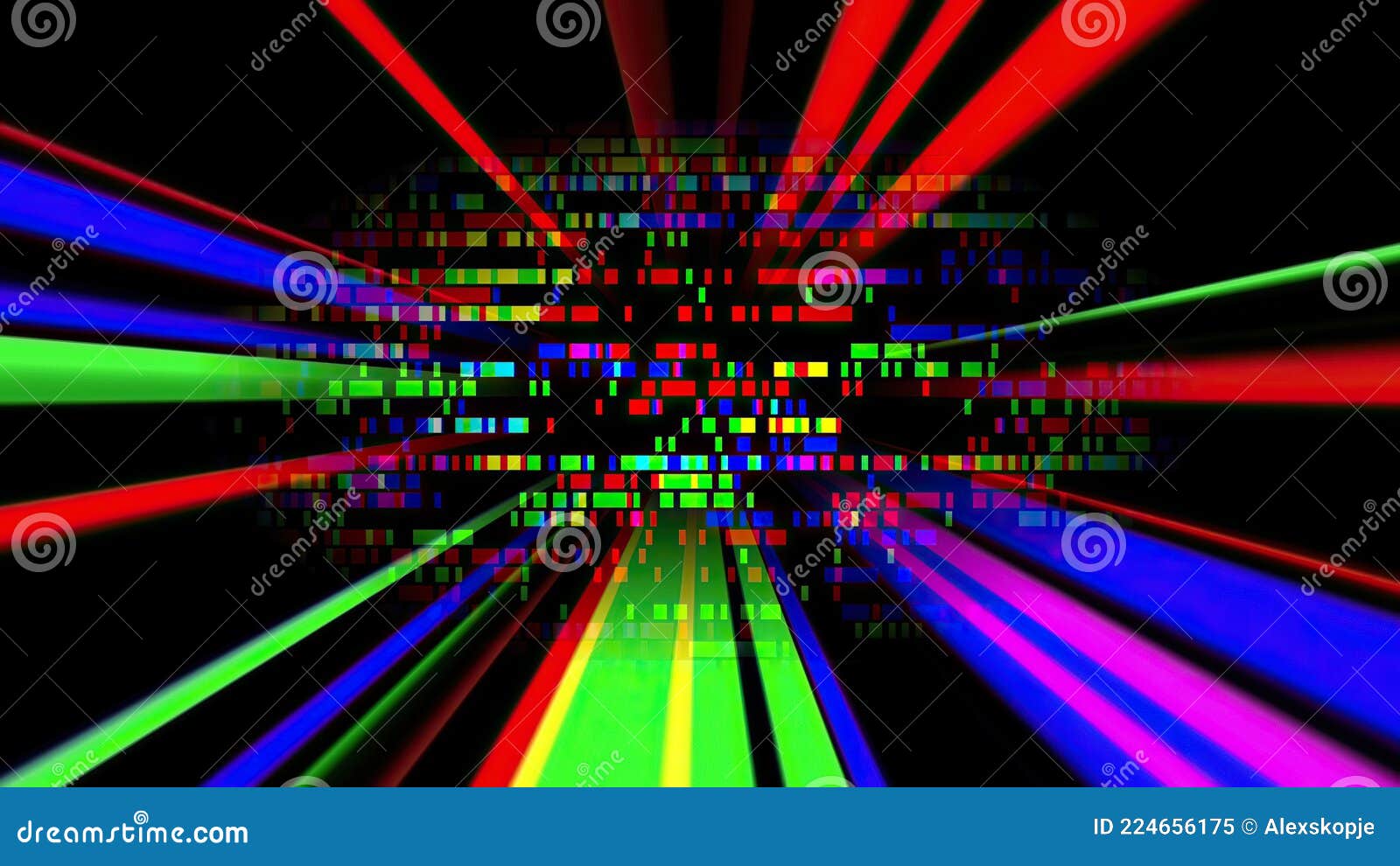 Colorful Light Rays and Pixels Stock Illustration - Illustration of ...