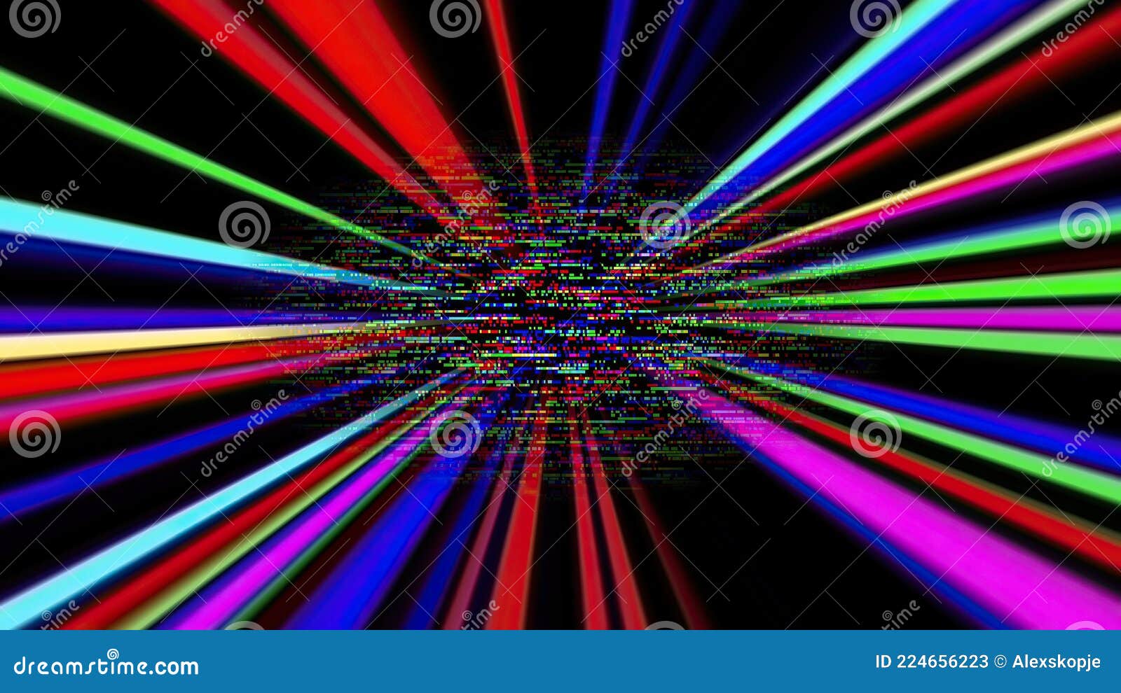 Colorful Light Rays and Pixels Stock Illustration - Illustration of ...