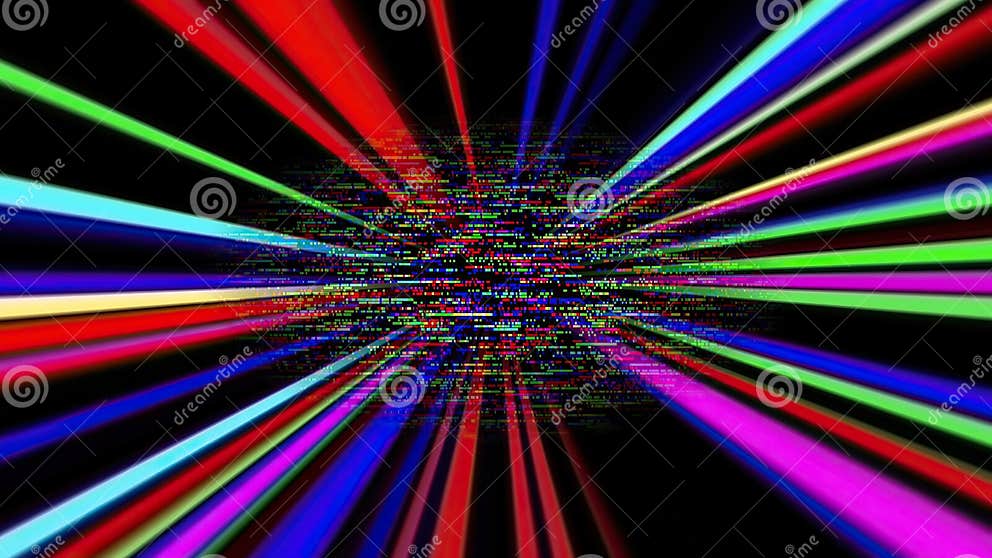Colorful Light Rays and Pixels Stock Illustration - Illustration of ...