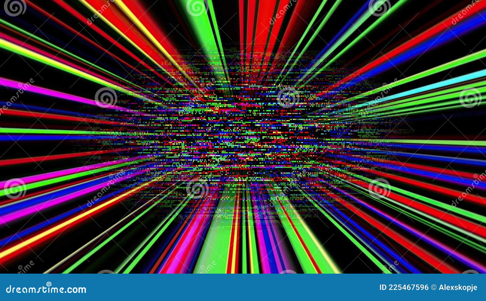 Colorful Light Rays and Pixels Stock Illustration - Illustration of ...