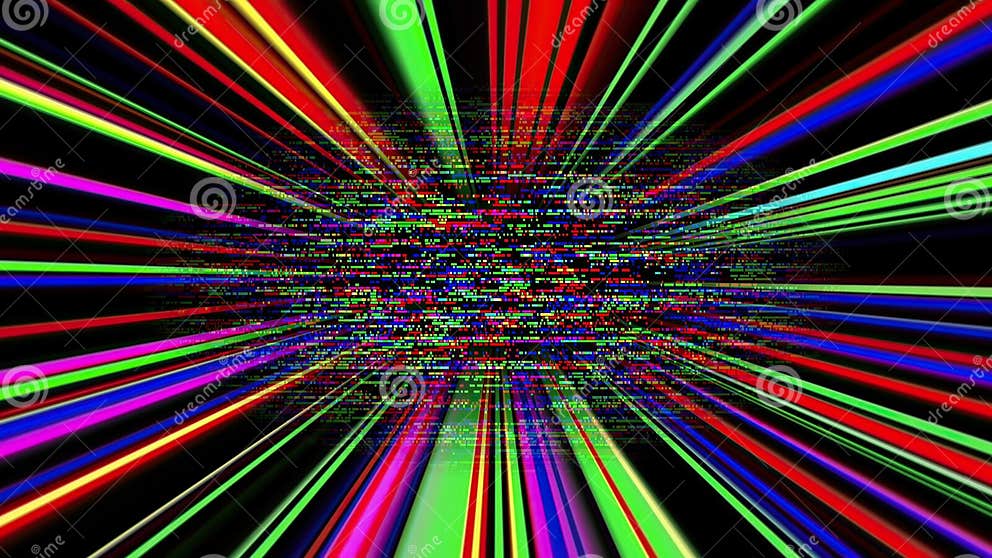 Colorful Light Rays and Pixels Stock Illustration - Illustration of ...