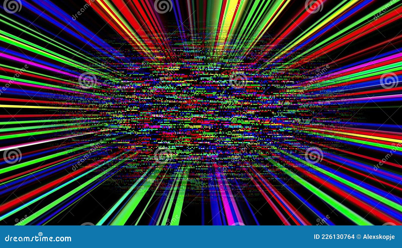 Colorful Light Rays and Pixels Stock Illustration - Illustration of ...