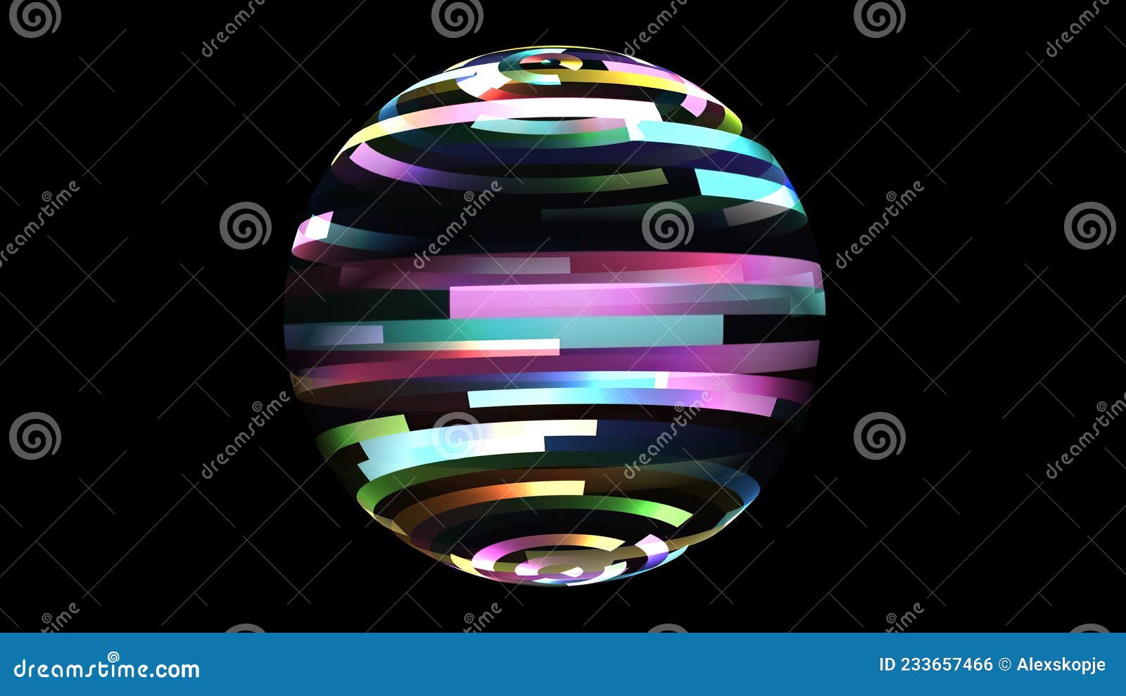 Colorful Light Rays on Rotating Sphere Stock Illustration ...