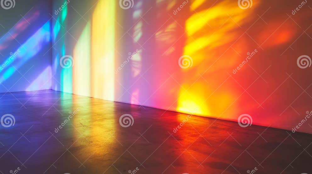 Colorful Light Reflections on a White Wall and Floor Stock Illustration ...