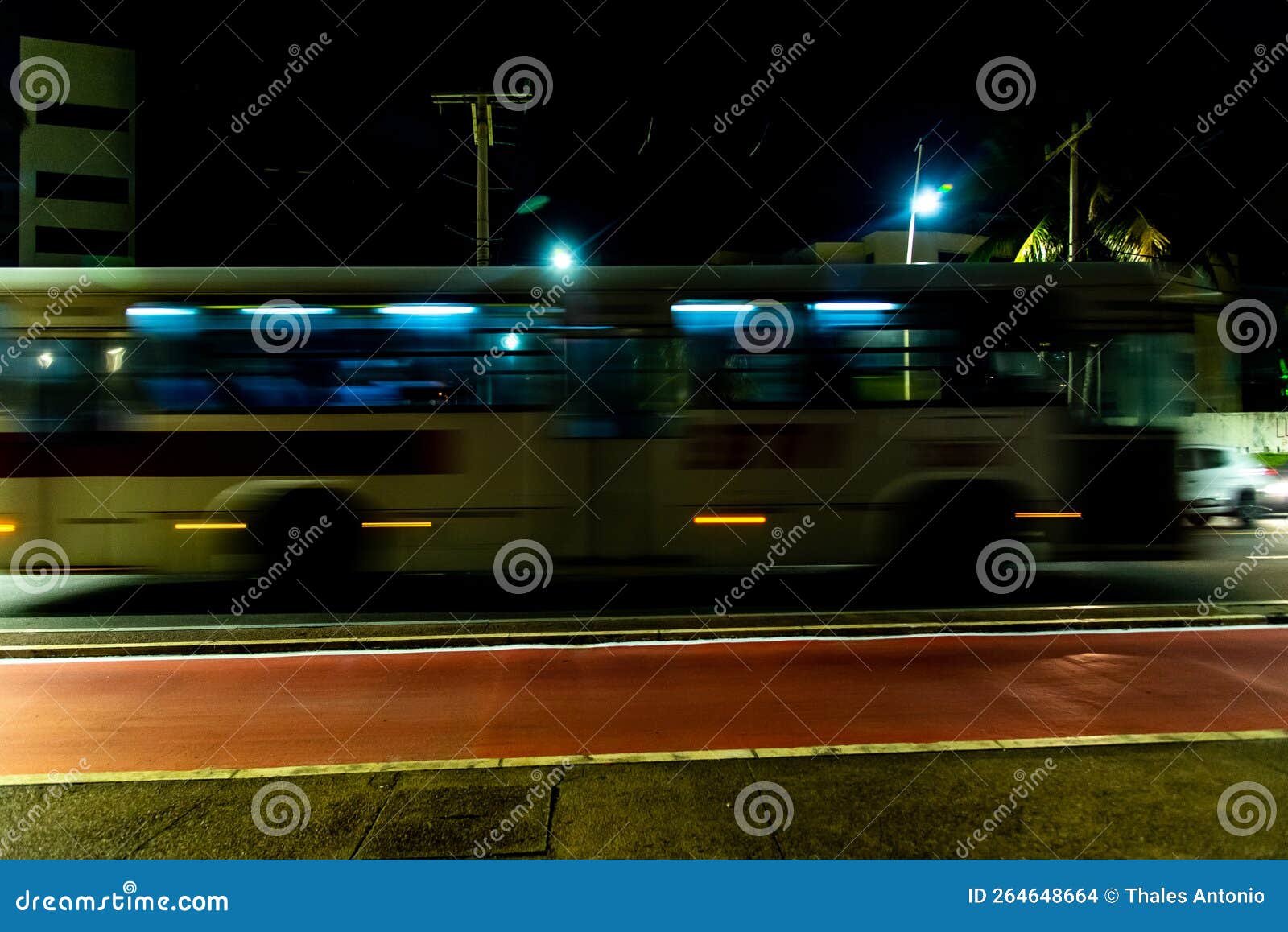 Colorful Light Trails with Motion Blur Effect of a Bus, Long Exposure ...