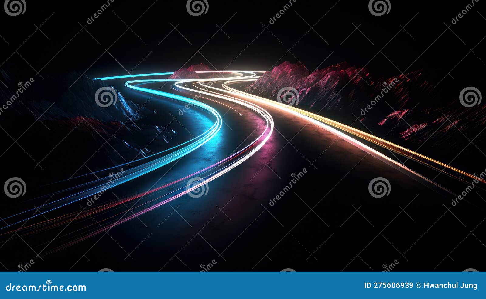 Colorful Light Trails with Motion Effect. Illustration of High Speed ...