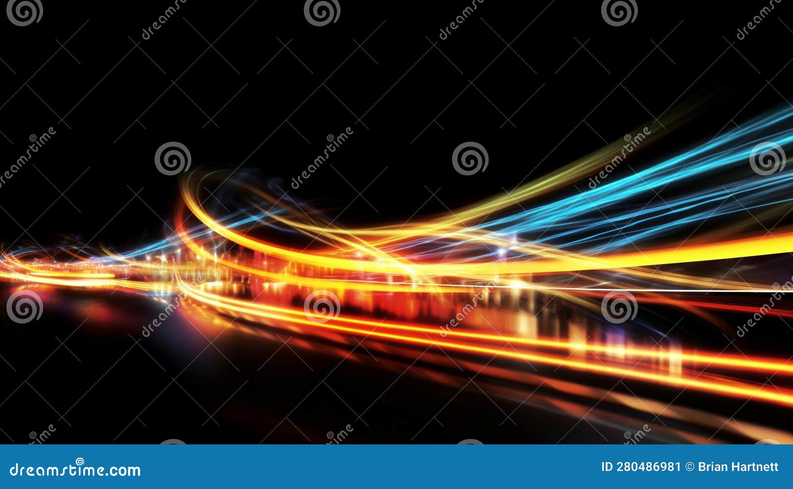 Colorful Light Trails Representing Motion, High Speed Light Affect ...
