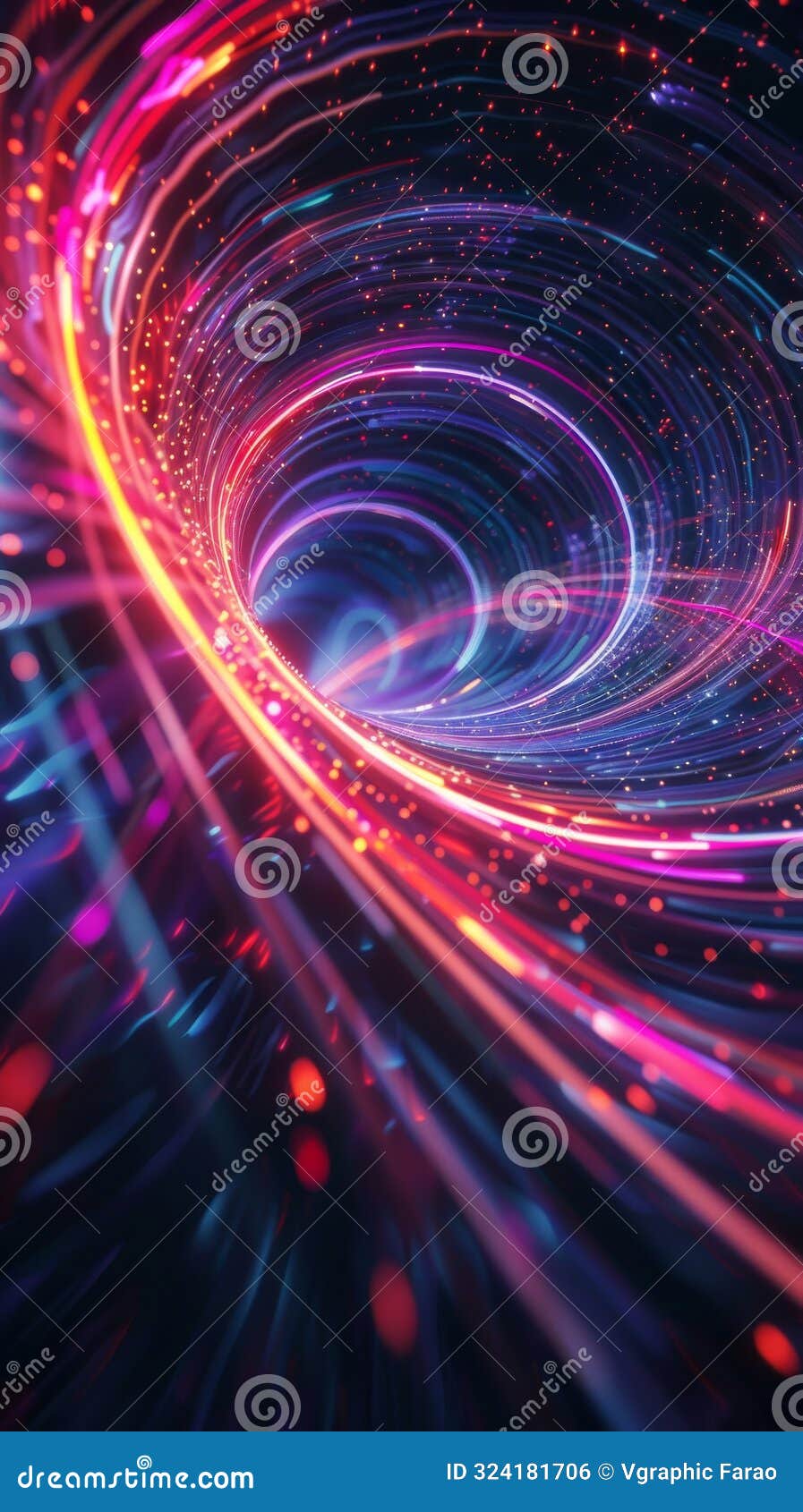 Colorful Light Vortex with Neon Streaks, Abstraction and Energy Concept ...