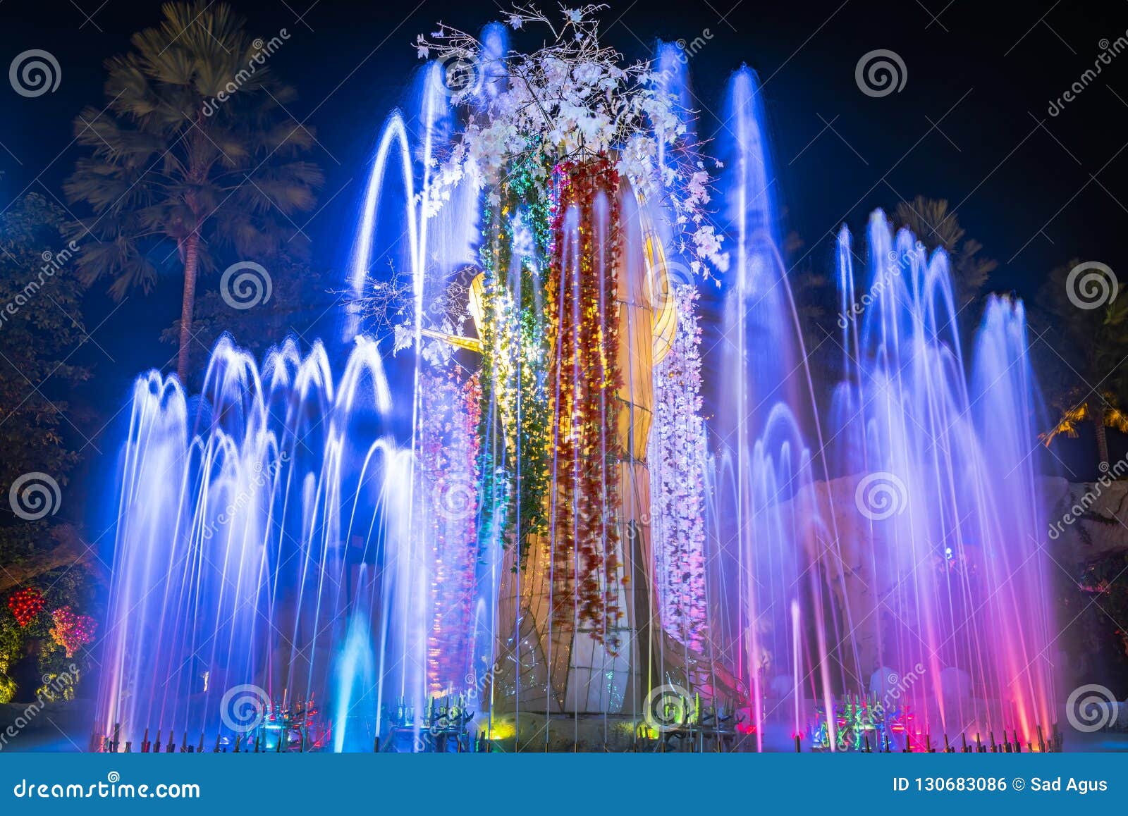 Colorful Light Water Fountain Stock Photo - Image of outdoor ...