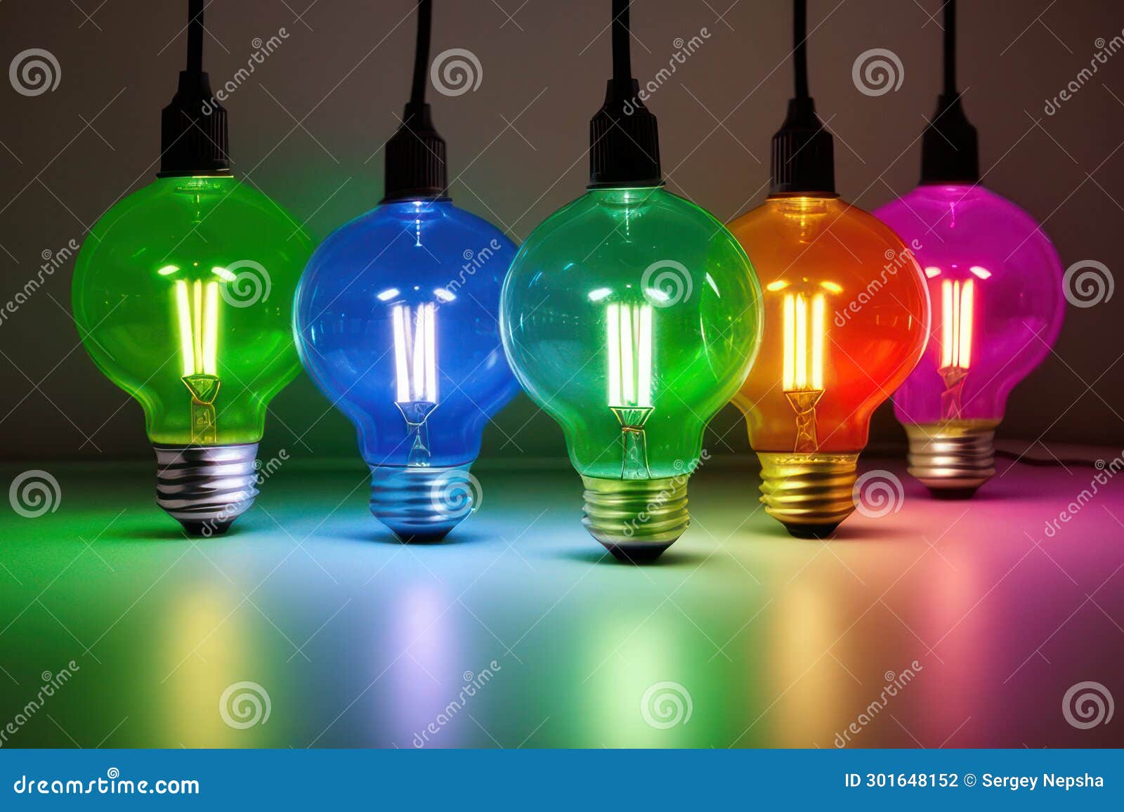 Colorful Lightbulb Made from Liquid Glass Stock Illustration ...