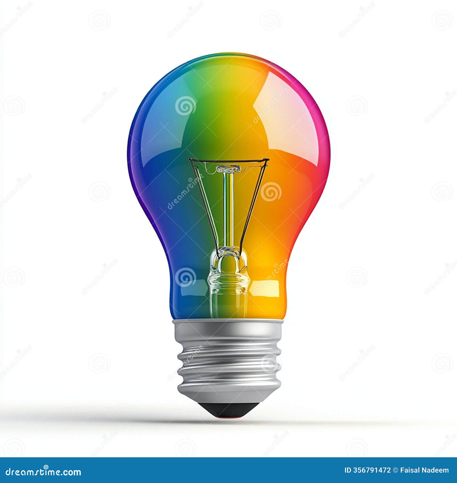 Rainbow Colored Lightbulb Idea Innovation Design Graphic Art Glass ...
