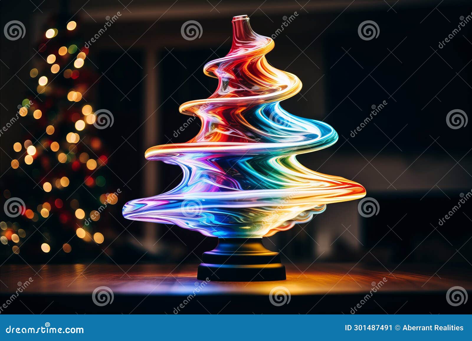 Lighted Up Christmas Tree With Many Lens Flares Vector Illustration ...