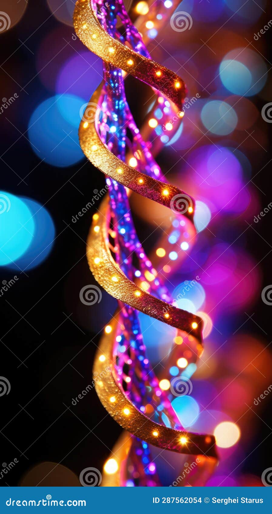 A Colorful Lighted Dna Strand with a Bokeh Effect. AI Stock ...