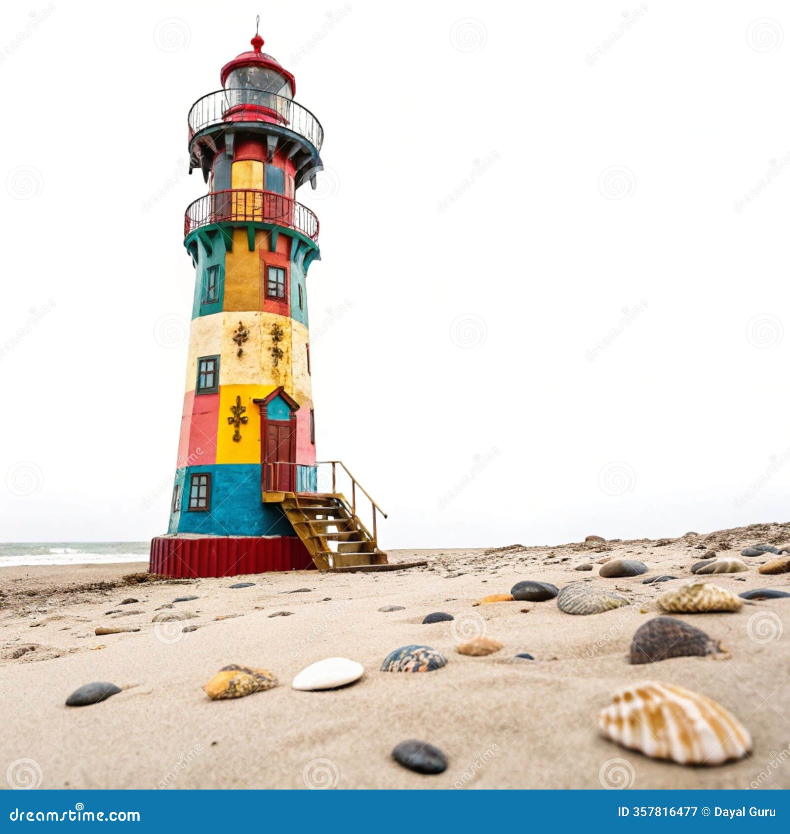Colorful Lighthouse Mandala Art On White Background. Stock Photo ...