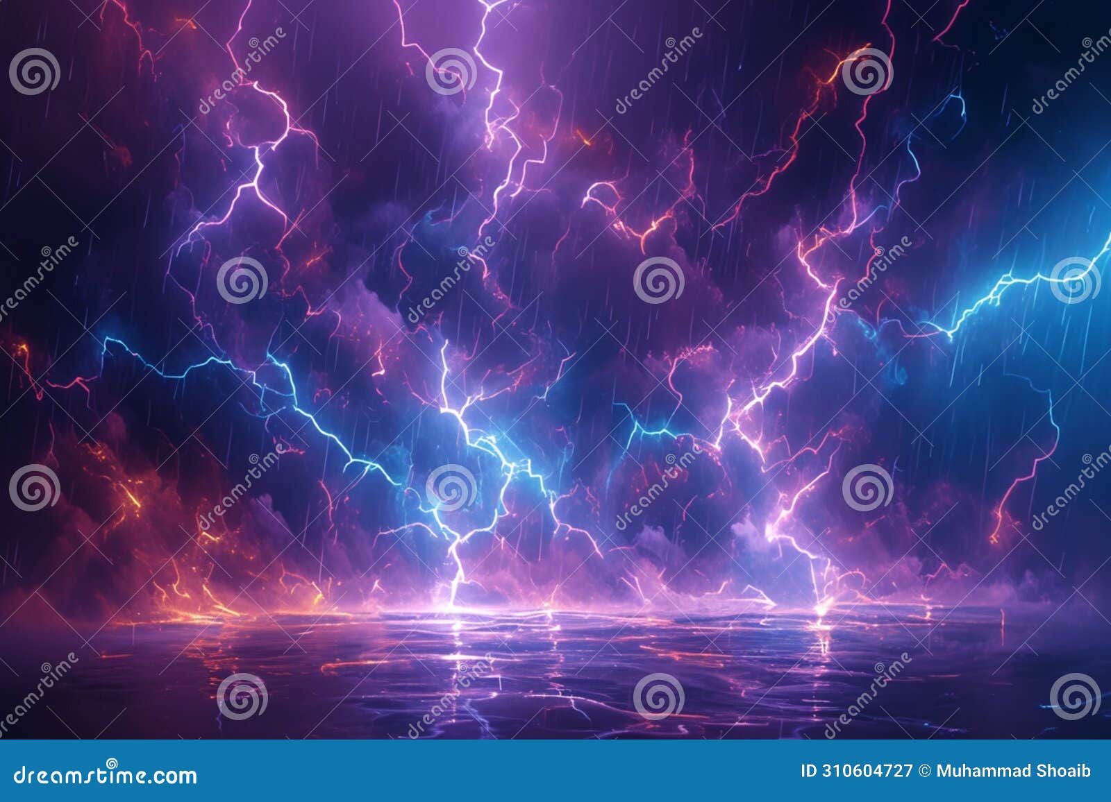Colorful Lightning Strike Depicted in Dynamic 3D Rendering Stock ...