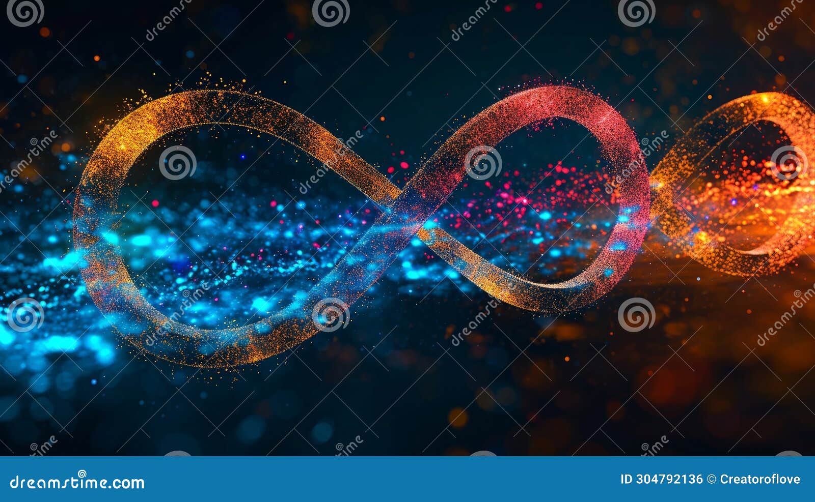 Colorful Lights Infinity Sign on Dark Background Stock Illustration ...