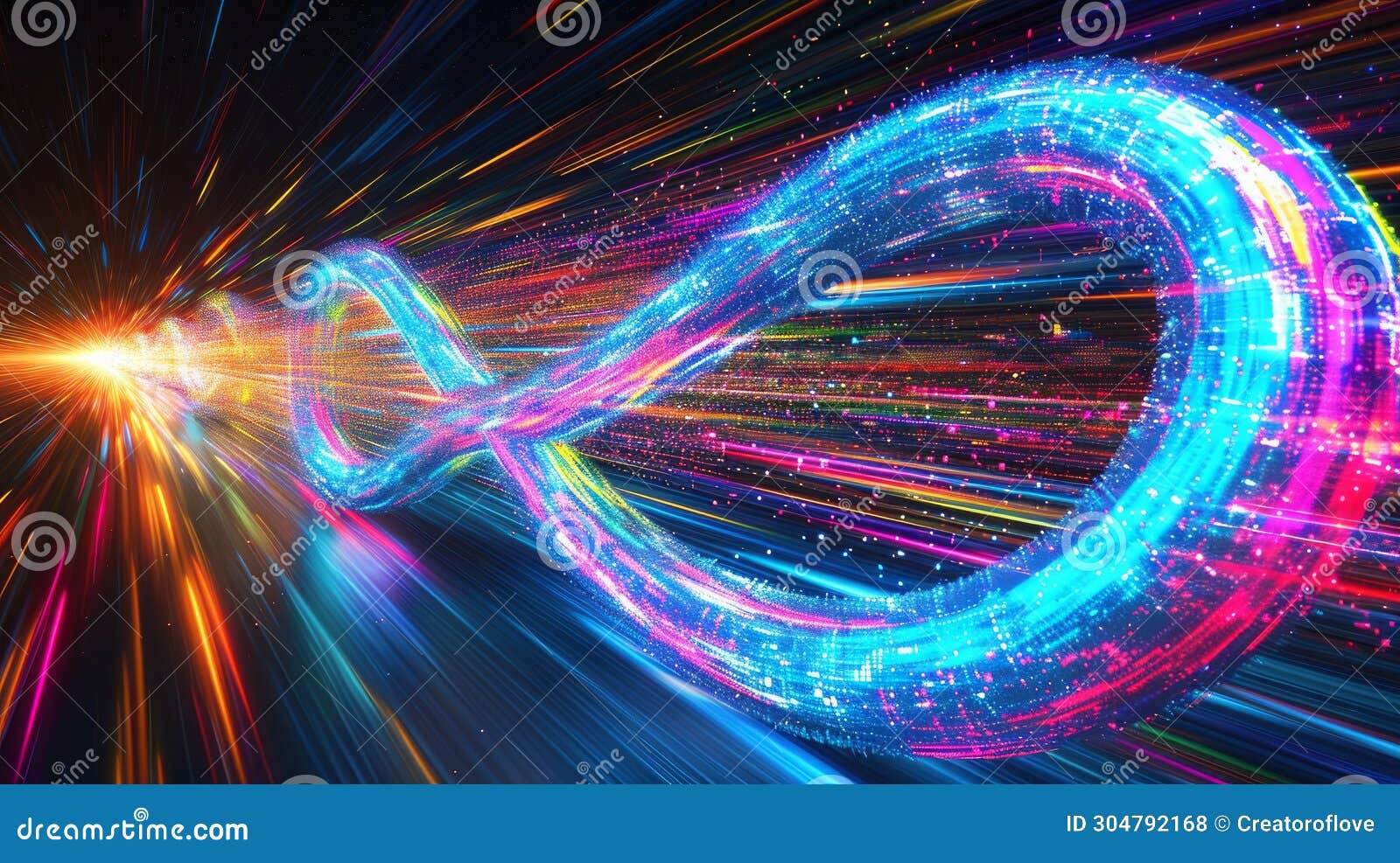 Colorful Lights Infinity Sign Flowing on Dark Background Stock ...