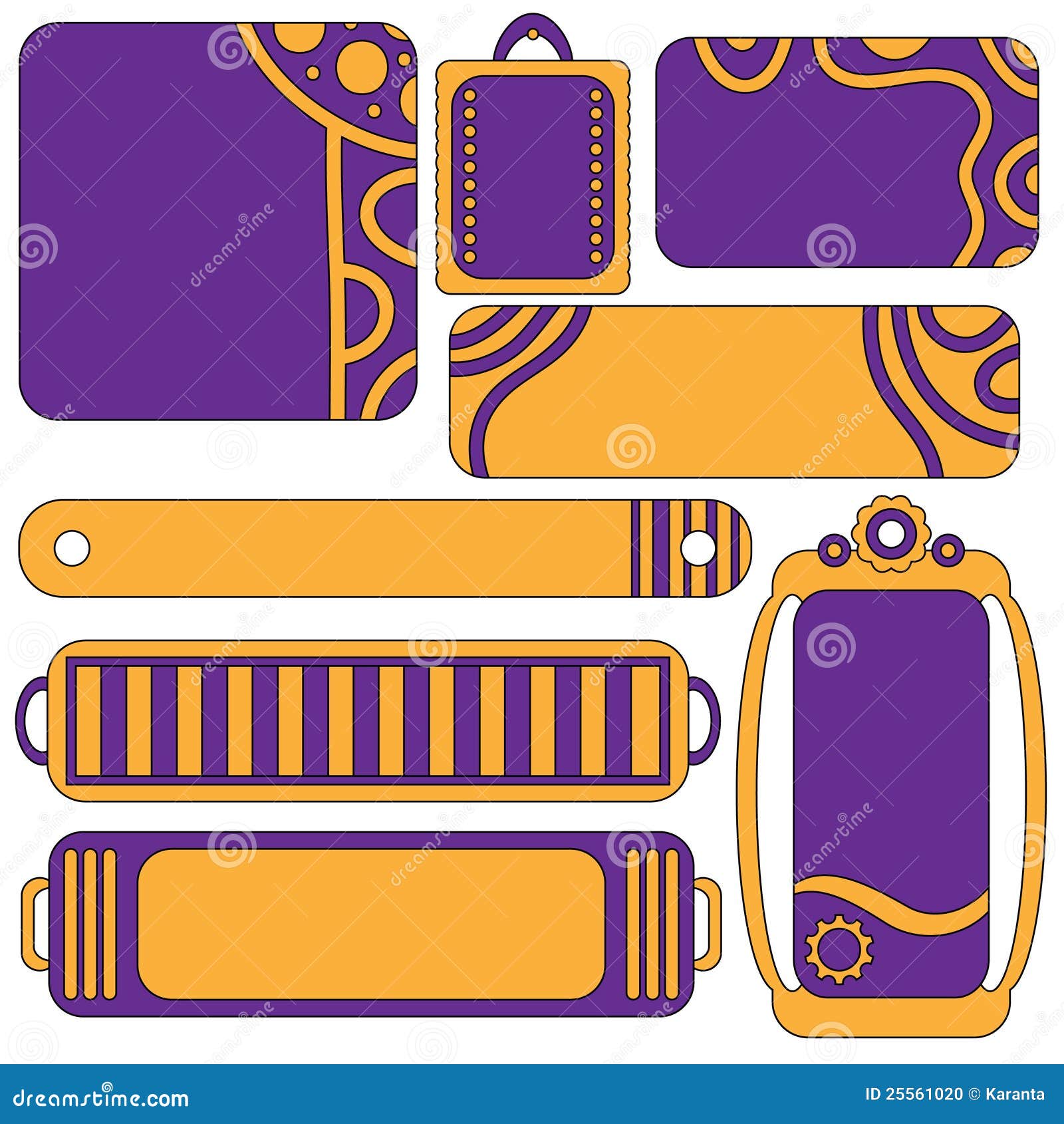 Colorful Lilac and Orange Tag Collection Stock Illustration ...