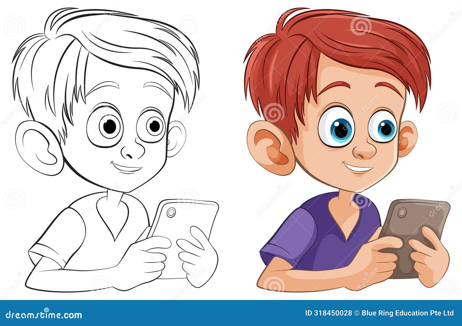 Colorful and Line Art of Boy Stock Illustration - Illustration of ...
