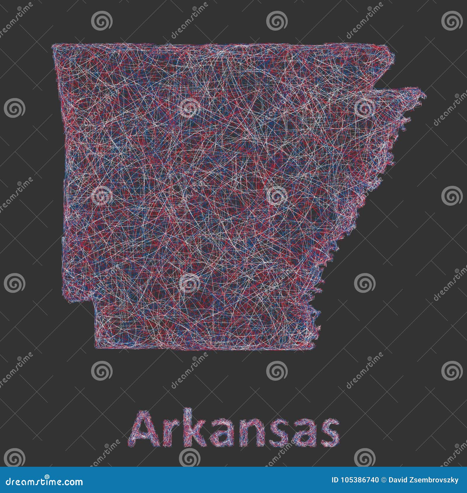 Colorful Line Art Map of Arkansas State Stock Vector - Illustration of ...