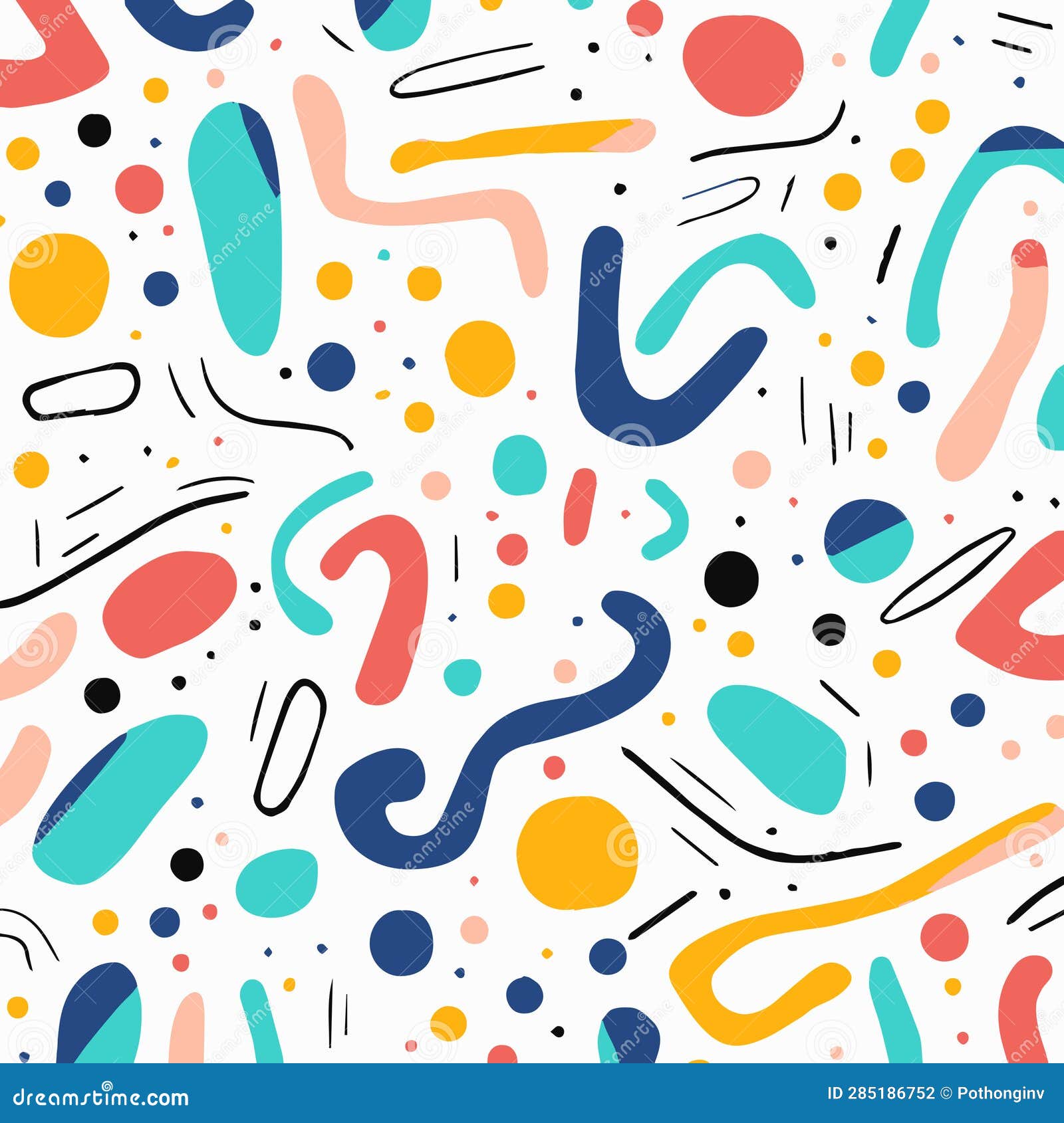 Colorful Line Doodle Pattern Stock Vector - Illustration of delightful ...