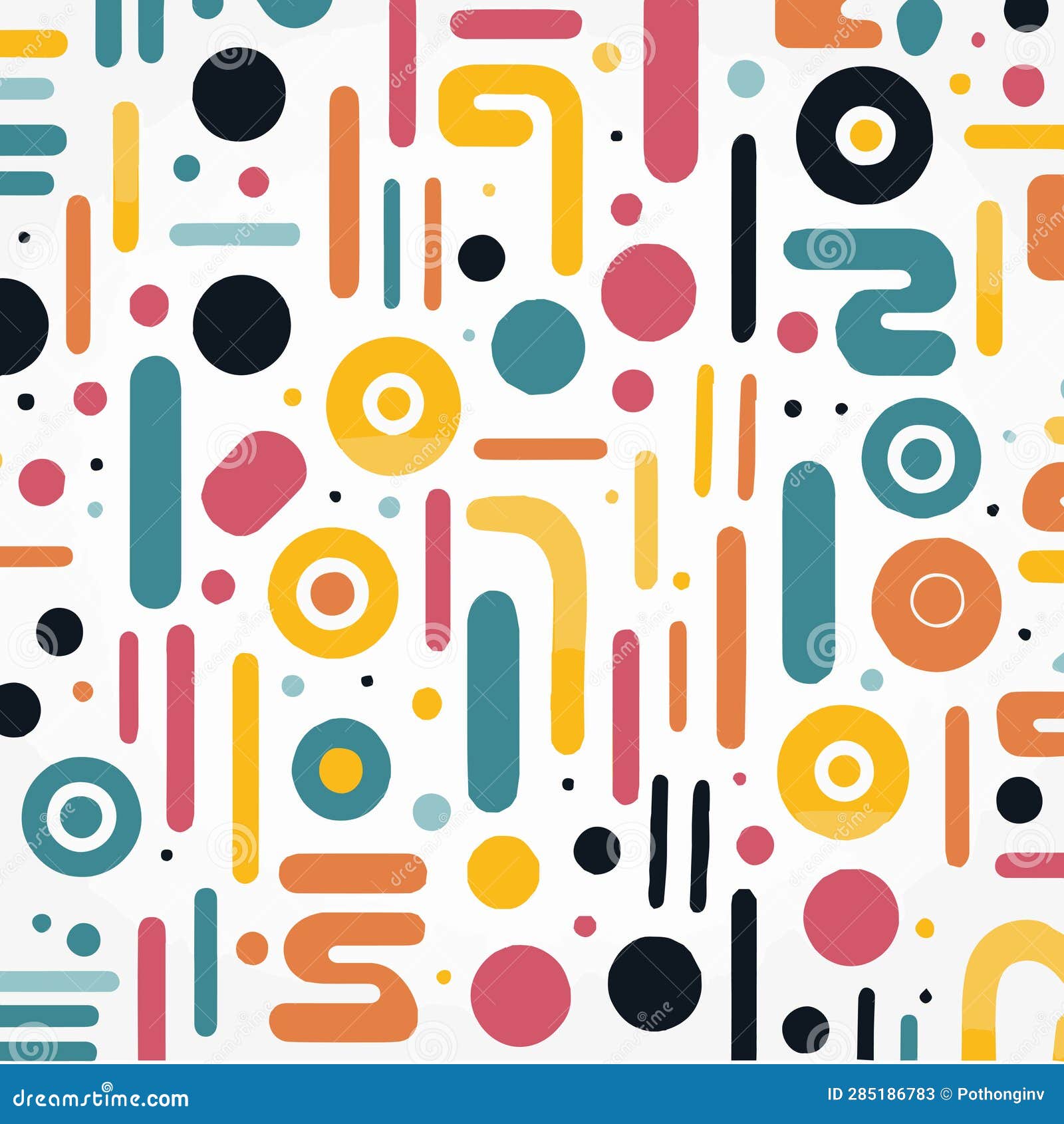 Colorful Line Doodle Pattern Stock Illustration - Illustration of ...