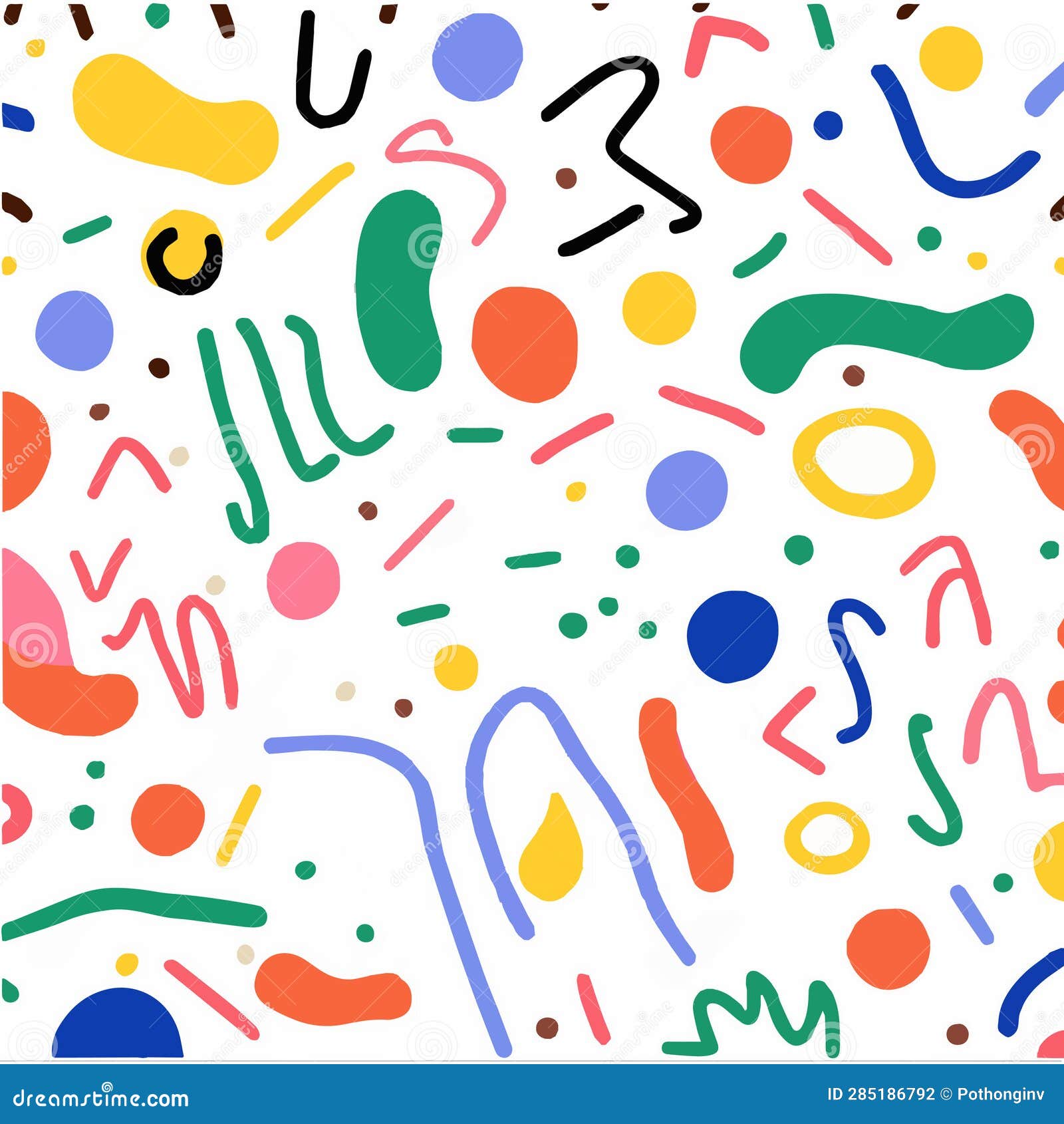 Colorful Line Doodle Pattern Stock Illustration - Illustration of ...