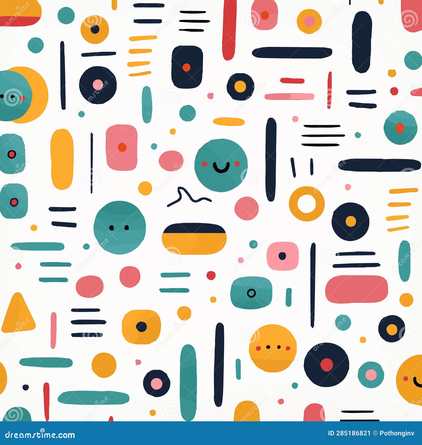 Colorful Line Doodle Pattern Stock Illustration - Illustration of ...