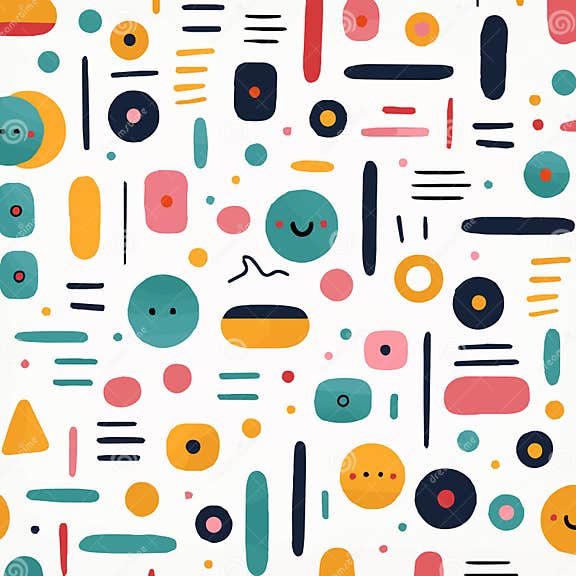 Colorful Line Doodle Pattern Stock Illustration - Illustration of ...