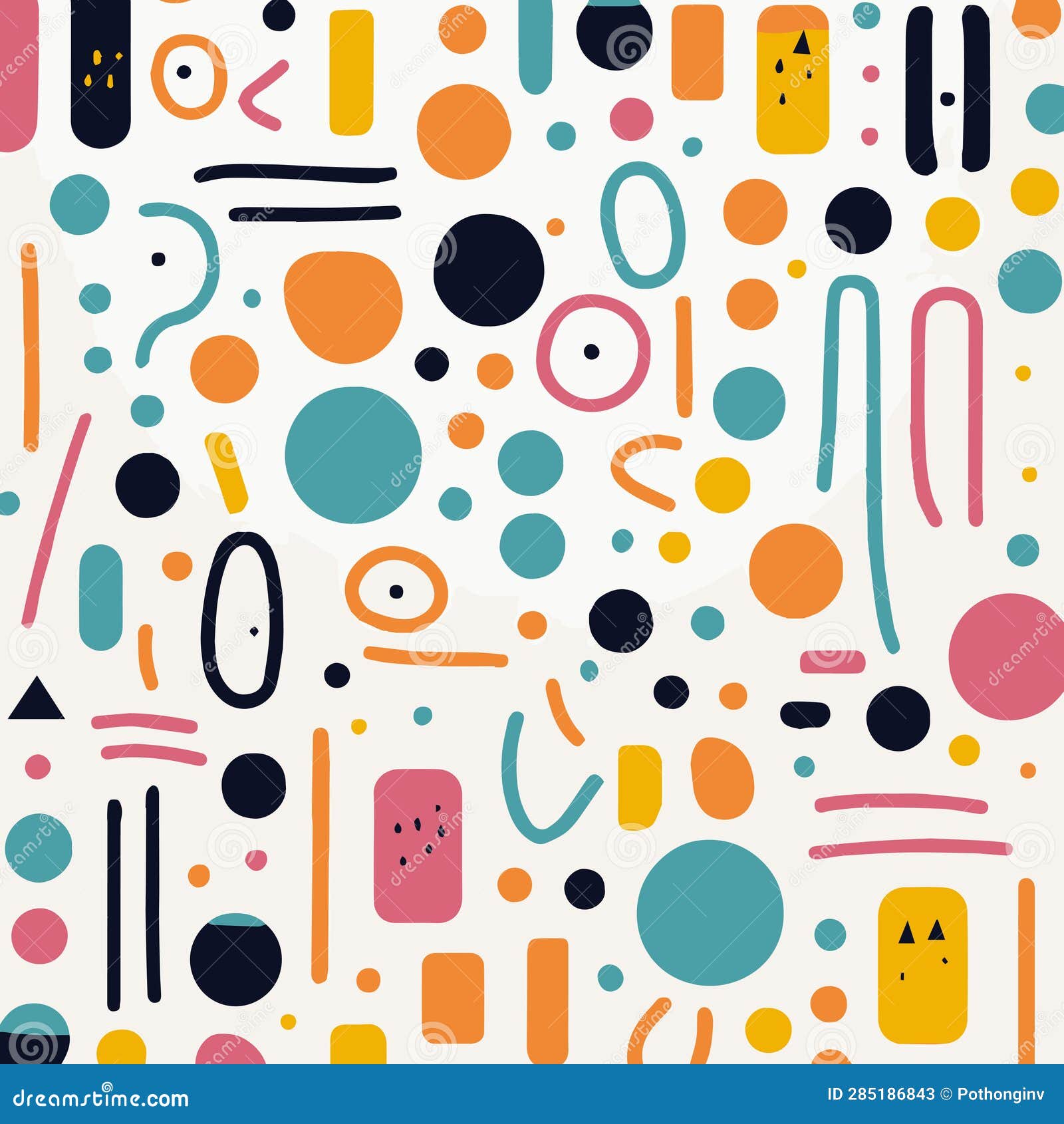 Colorful Line Doodle Pattern Stock Illustration - Illustration of ...