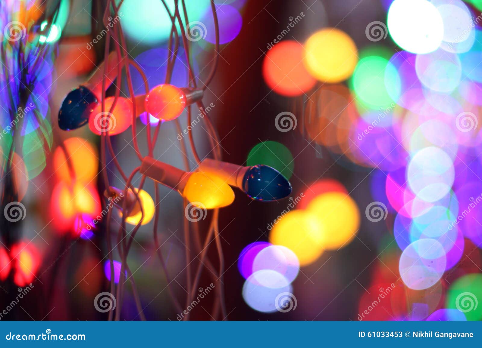 Colorful Line of Festive Decoration Lights, on the Background of Stock ...