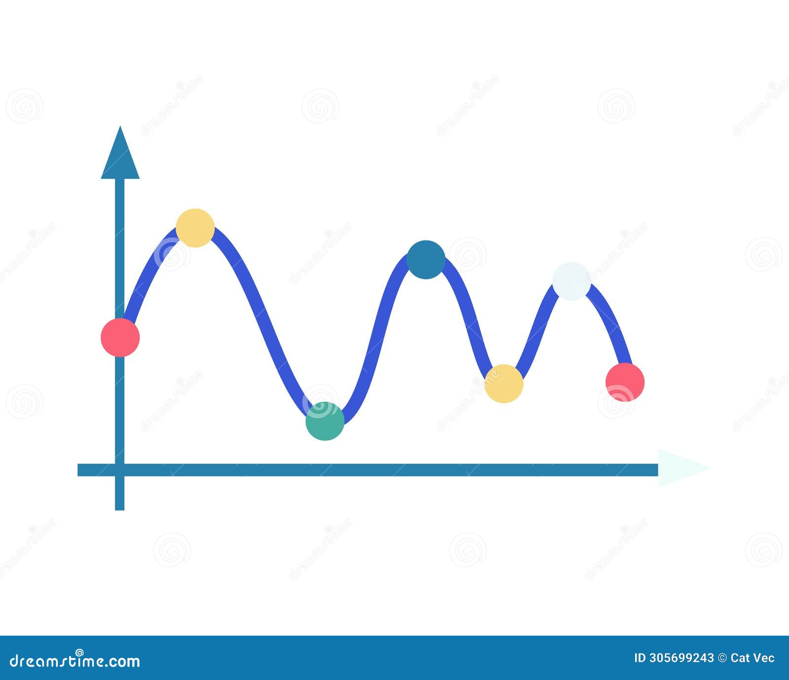 Colorful Line Graph on White Background. Simplified Flat Style Chart ...