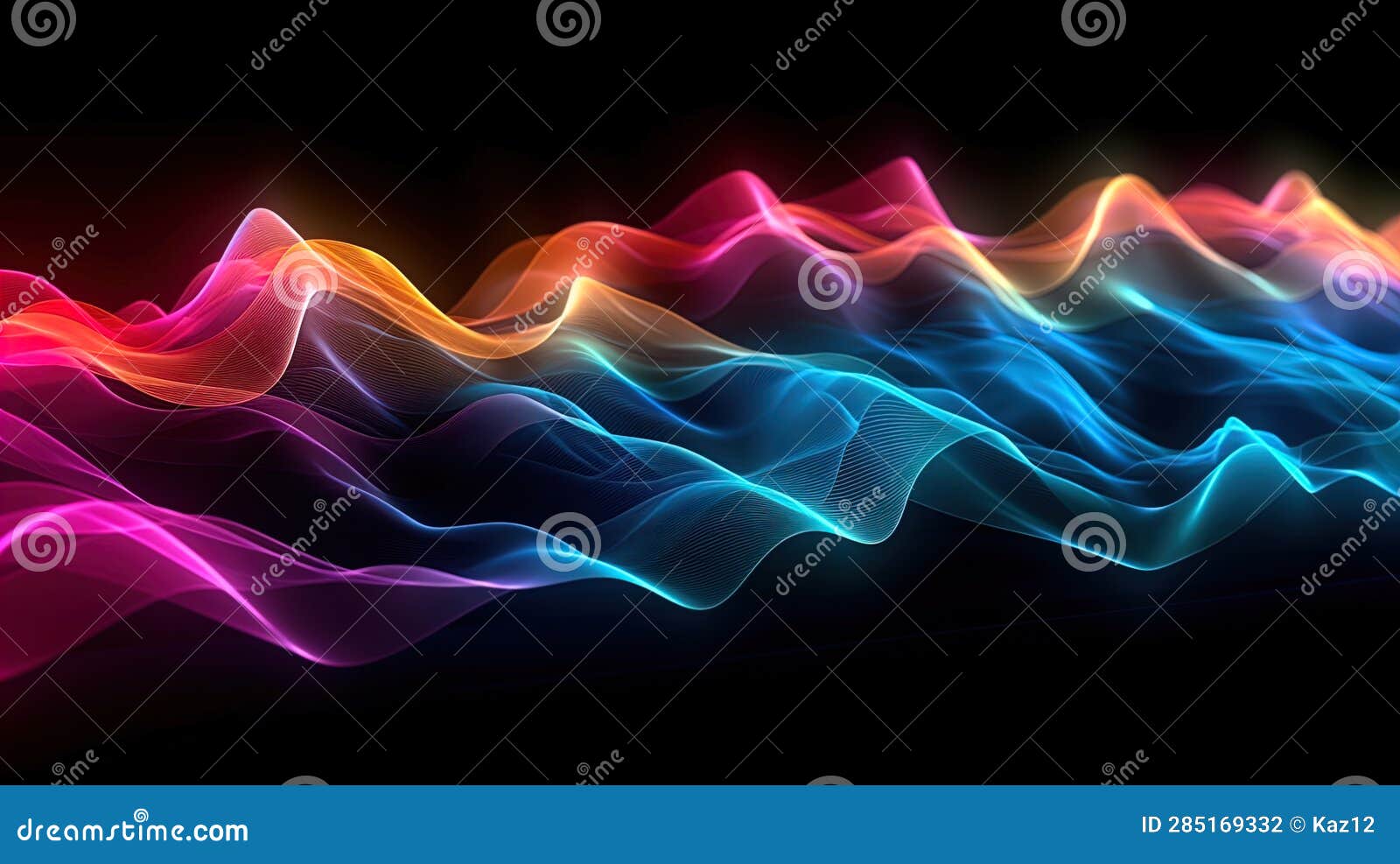 Colorful Line Waves of Light in the Dark Stock Illustration ...