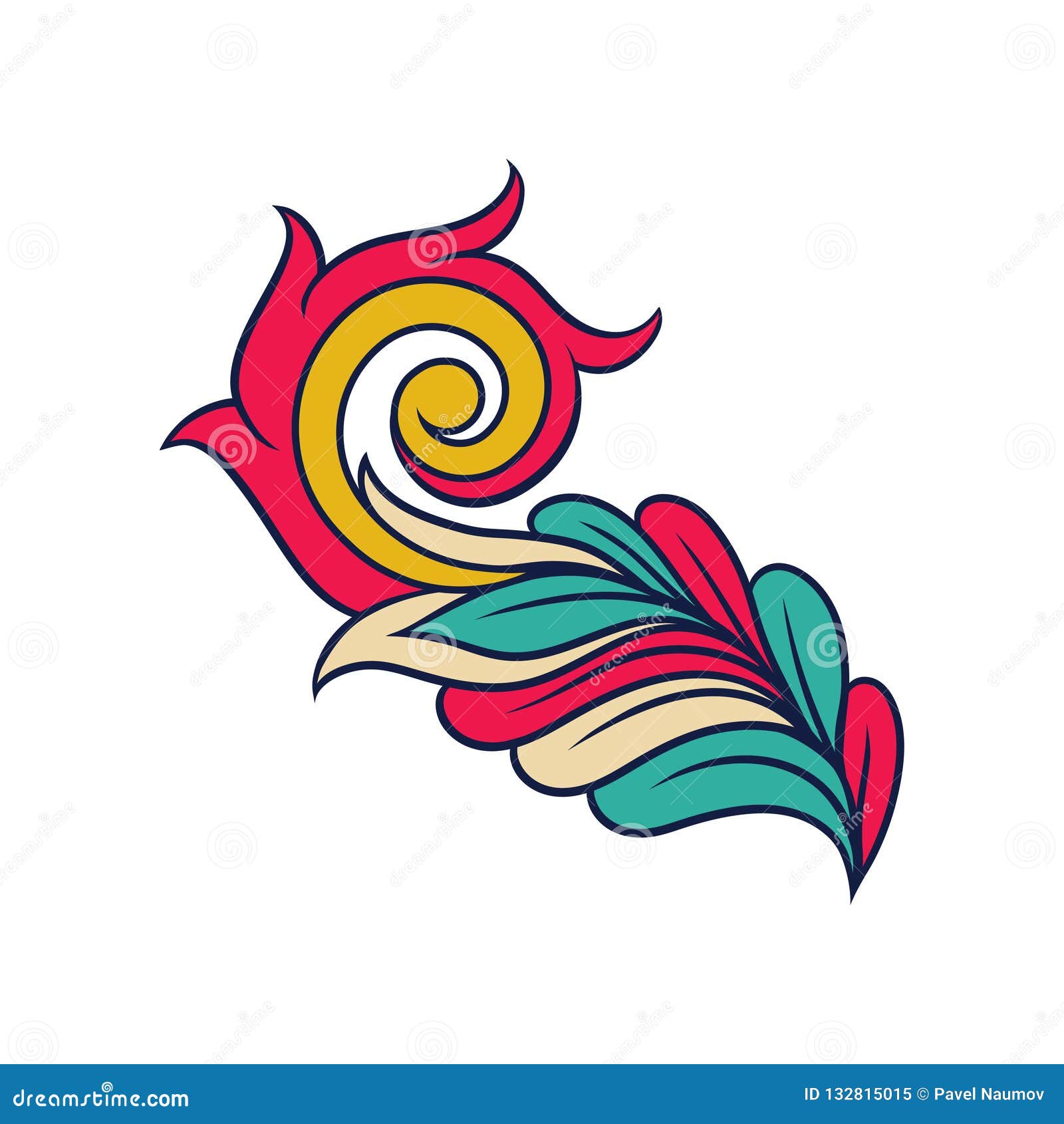 Colorful Linear Feather. Original Indian Pattern. Abstract Artistic ...