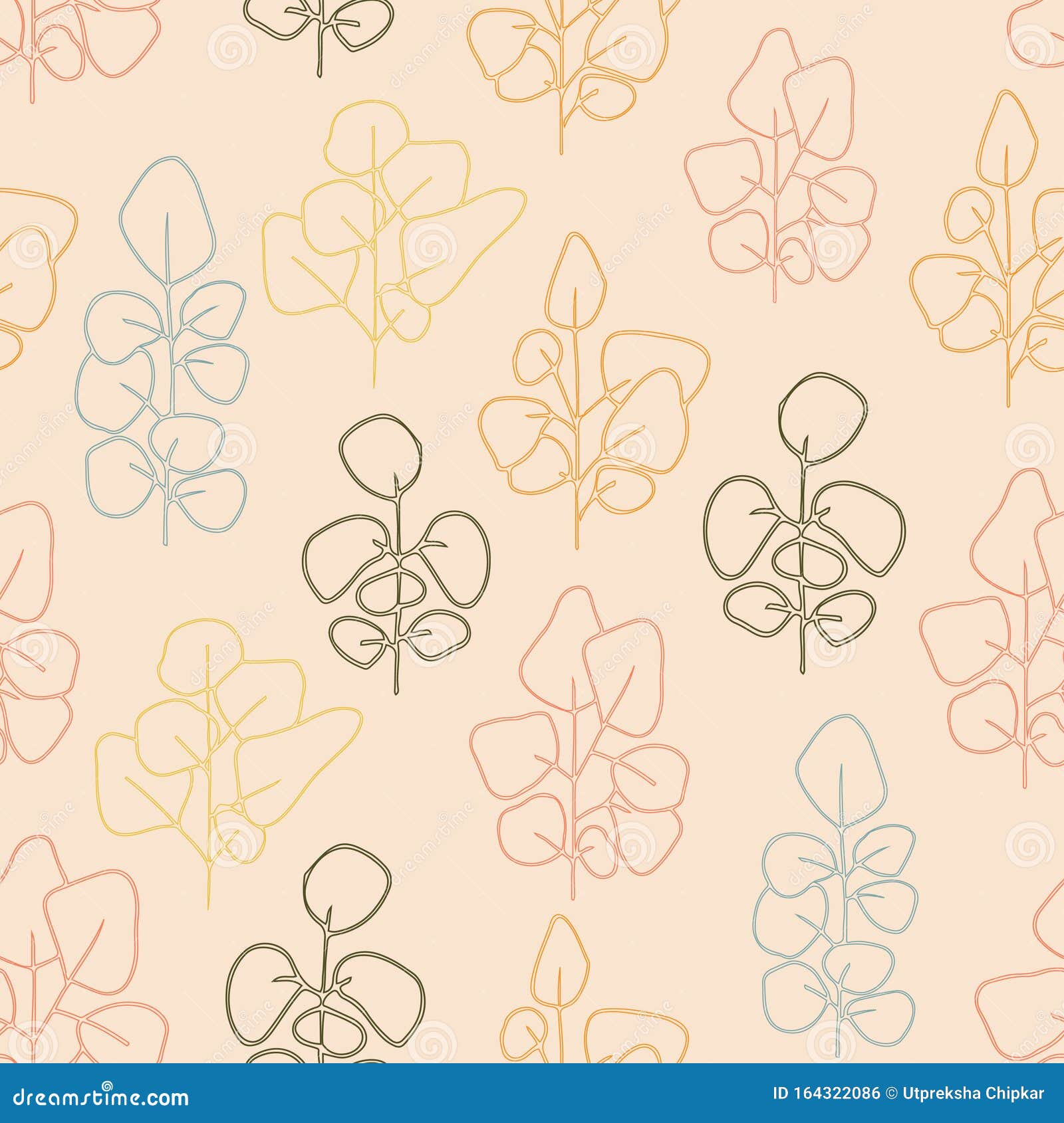 Colorful Linear Trees Seamless Pattern Stock Vector - Illustration of ...