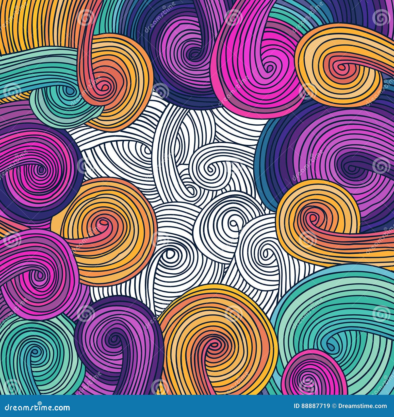 Colorful Linear Wavy Texture. Stock Vector - Illustration of doodle ...