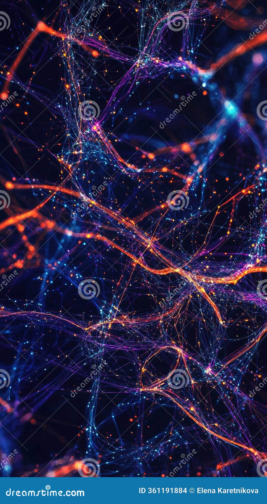 Colorful Lines and Glowing Dots Create a Complex Network, Symbolizing Neural Pathways and the ...
