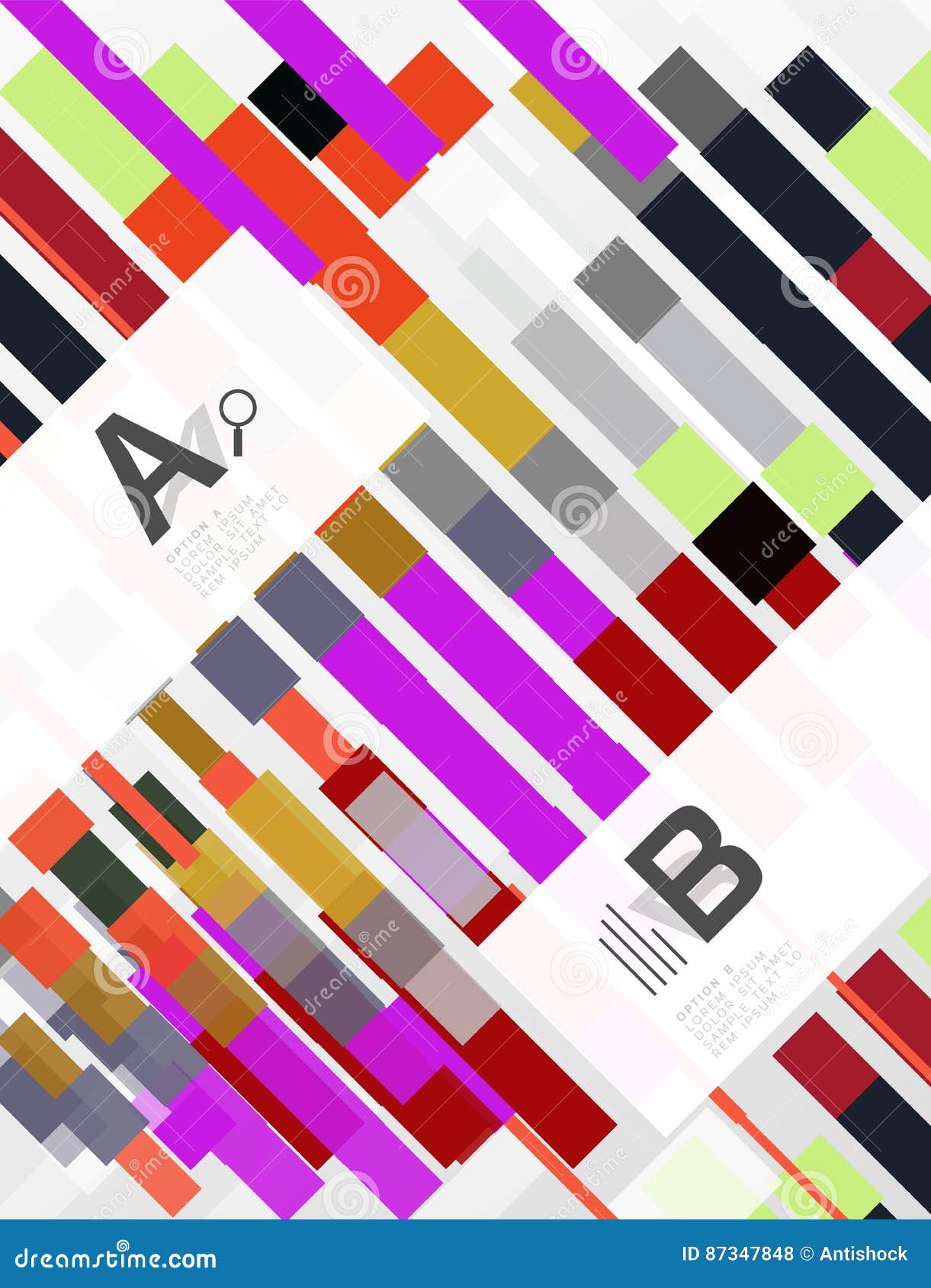 Colorful Lines, Rectangles and Stripes with Option Infographics Stock ...