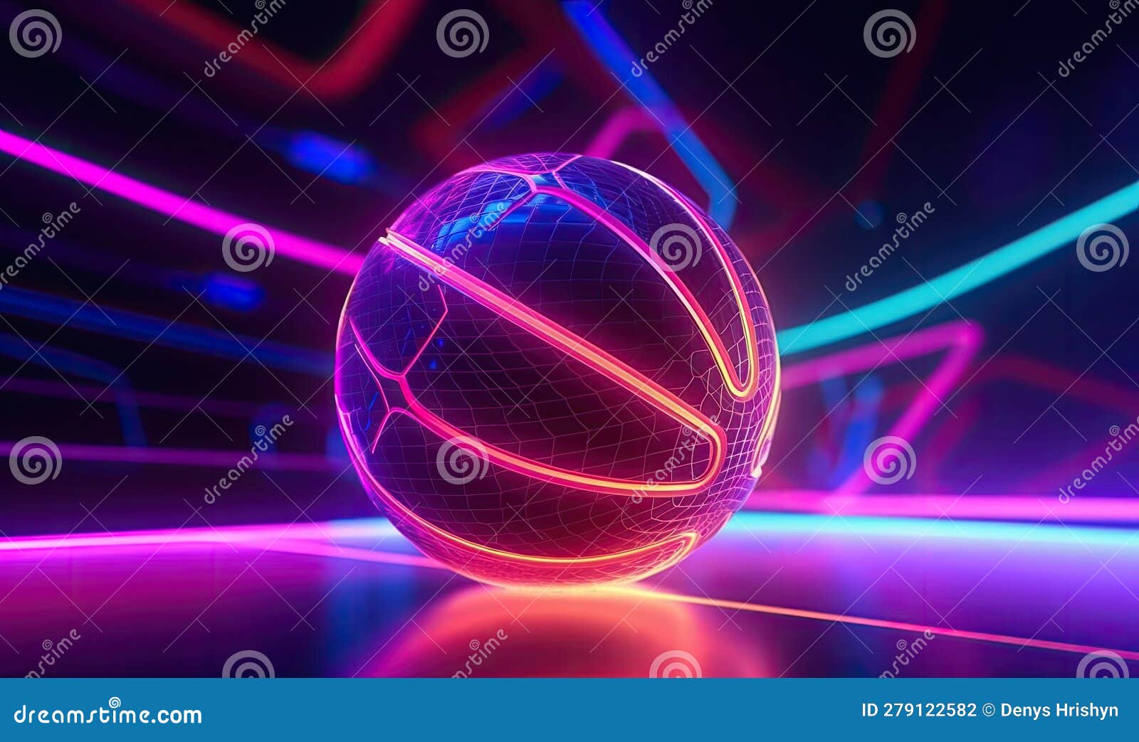 Colorful Lines Surrounding a Basketball on Vibrant Backdrop Creating ...